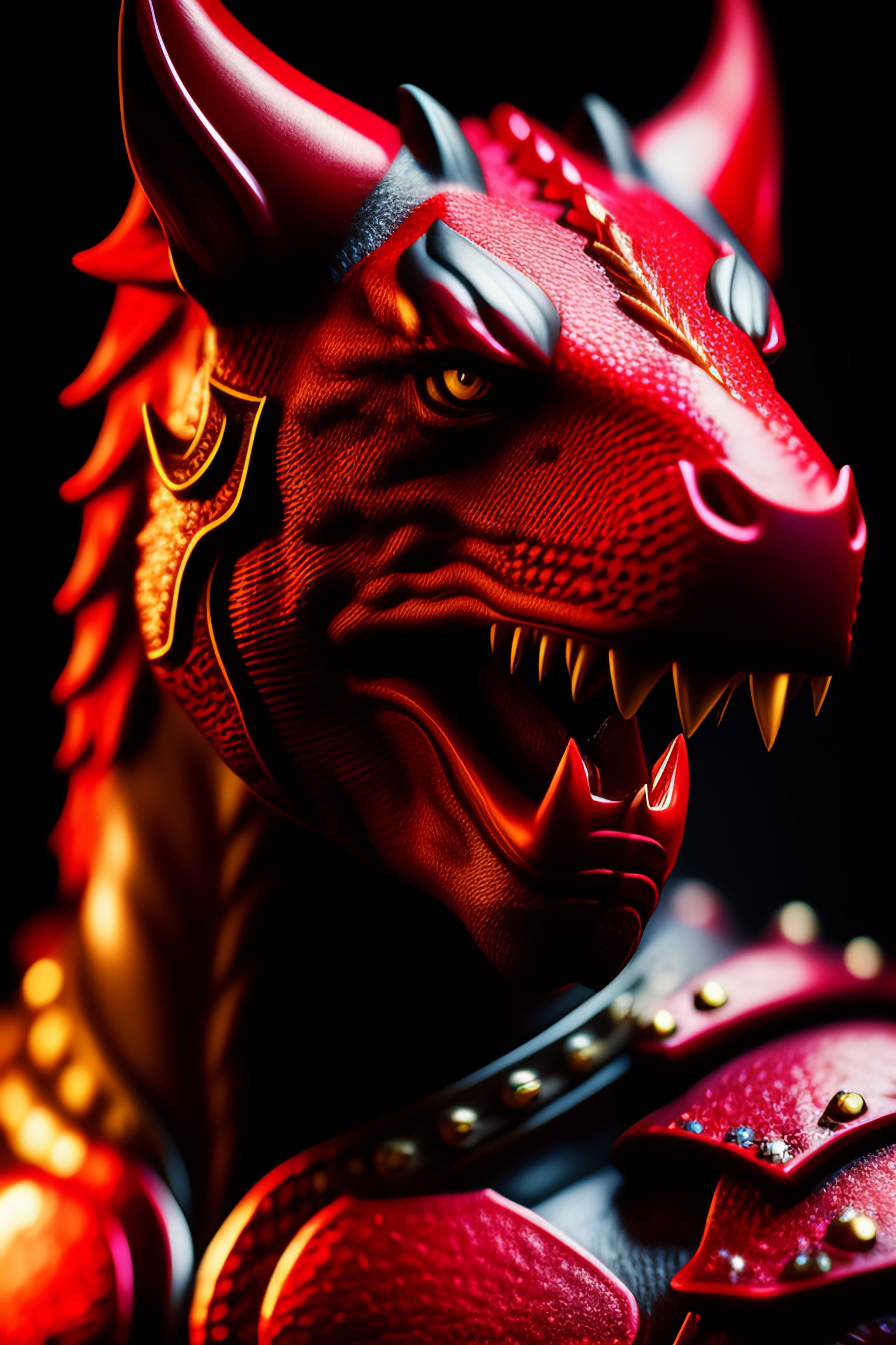 Lexica - Dragonborn with red scales in black armour body shot, highly ...