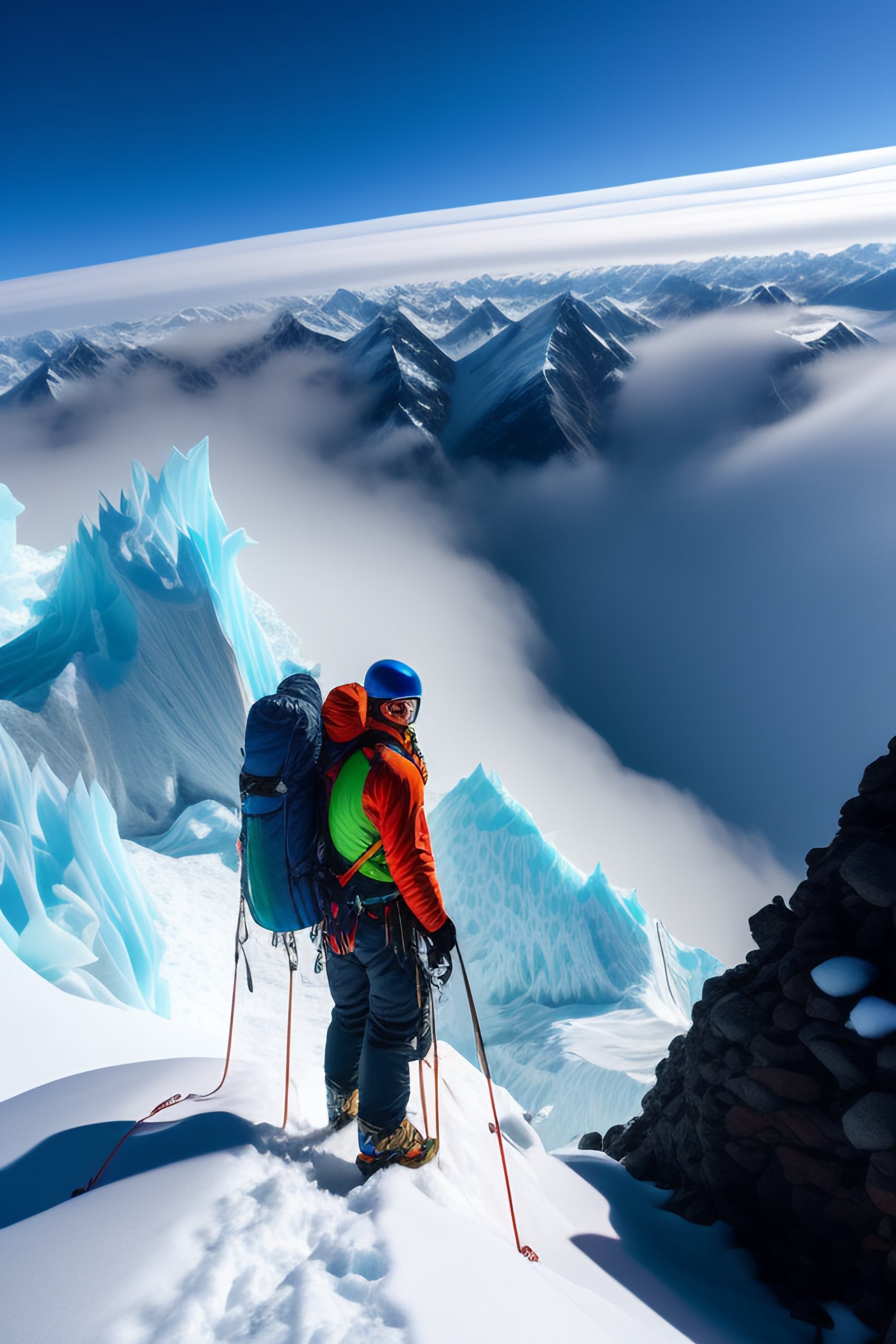Lexica - Climber at top of mount everest