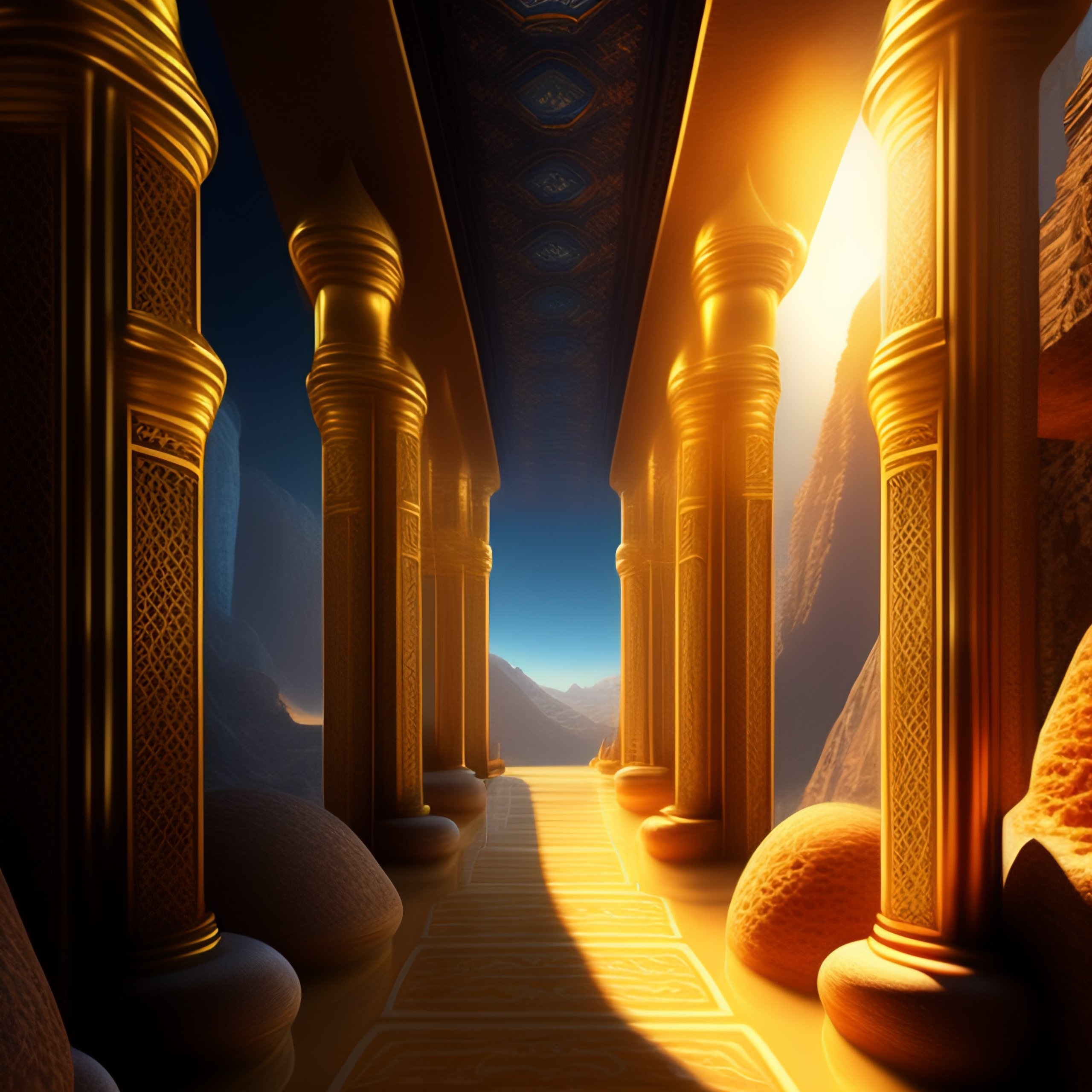 Lexica - Infinite golden city sunken under the sand, in a cave, arabic ...