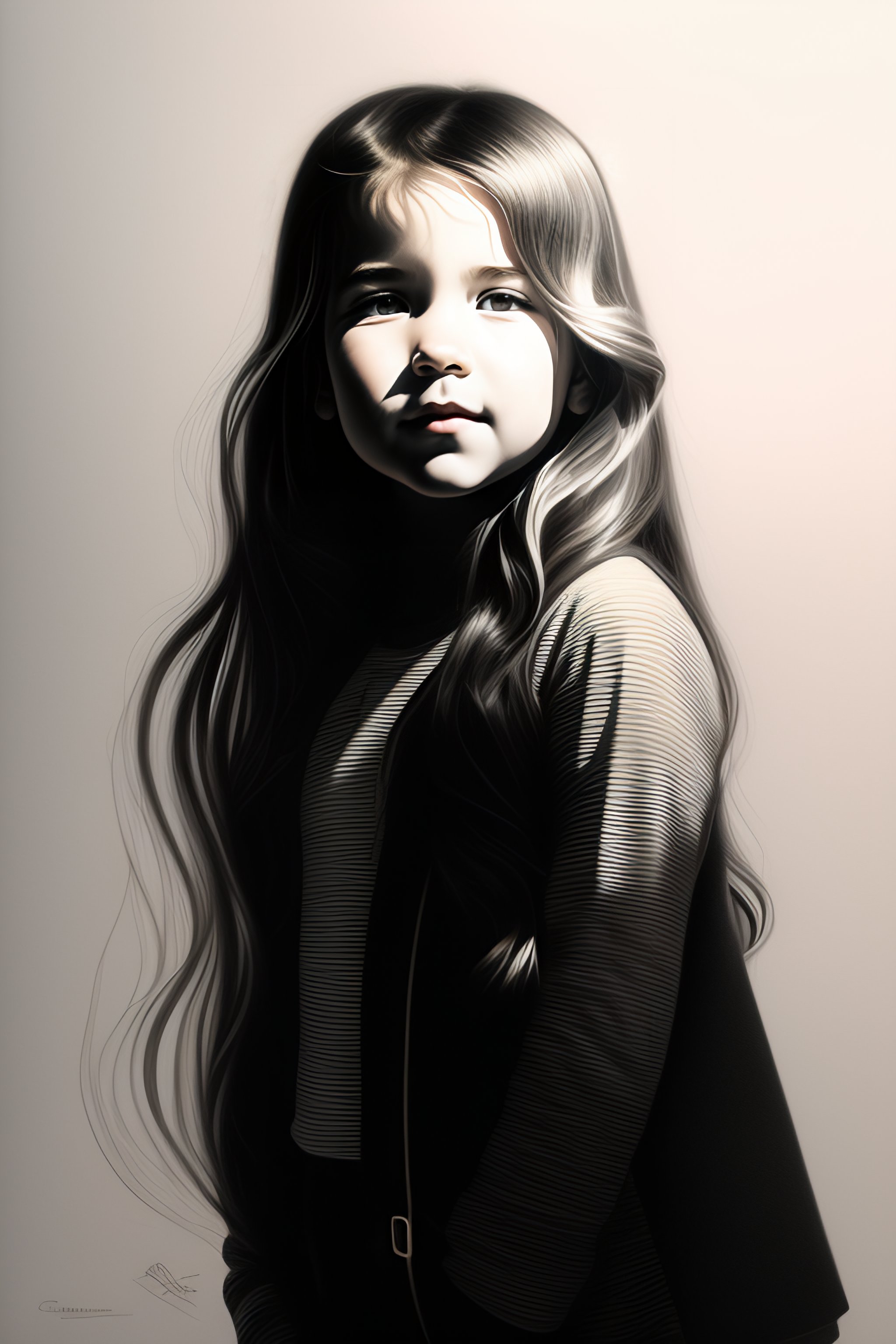 Lexica - Line drawing of girl by concept artists, blunt borders, rule ...