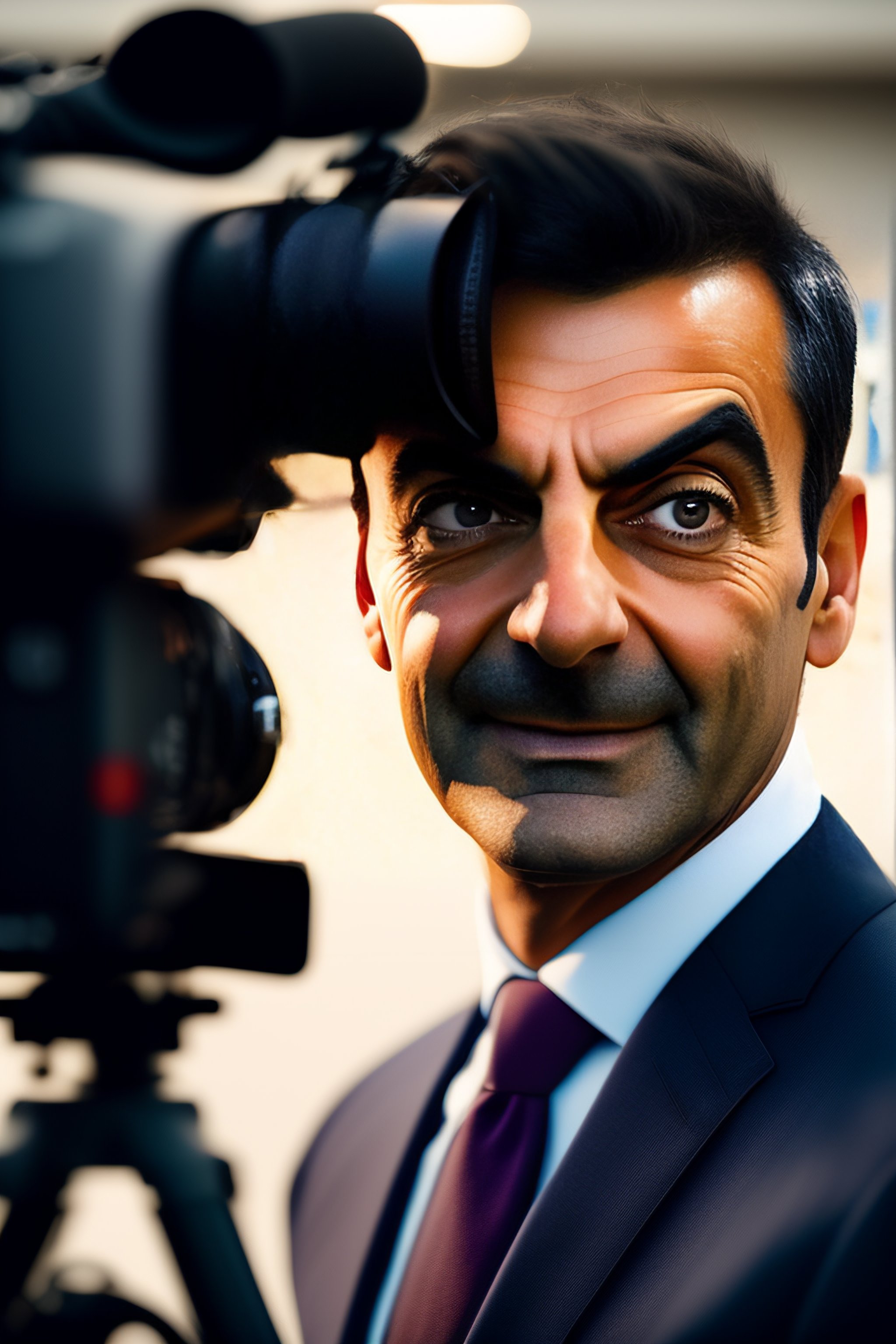 Lexica - Create an image of a cameraman standing behind a video camera ...