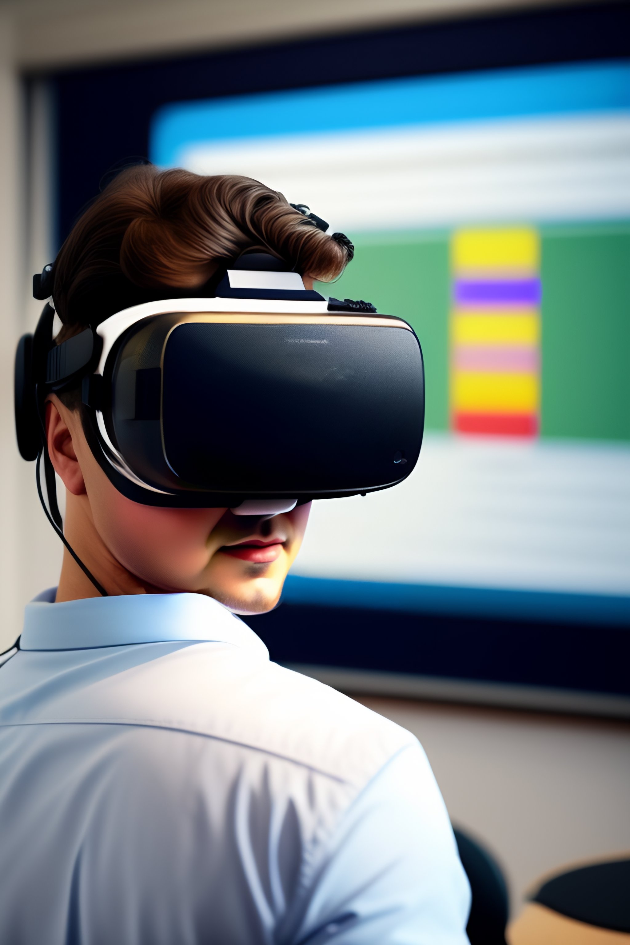 Lexica - Teacher with a VR-Headset standing in a classroom of students