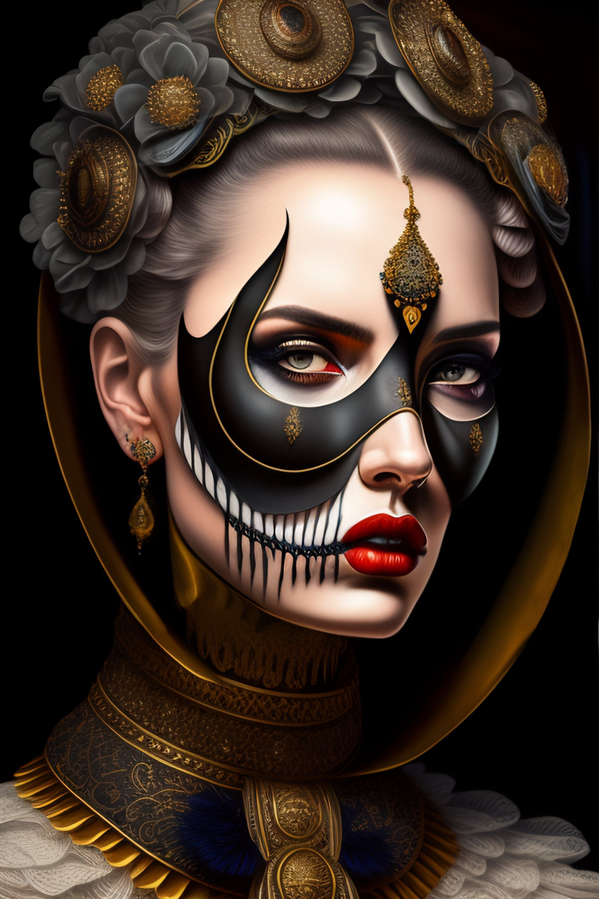 Lexica - Detailed maximalist portrait with large lips and with large ...