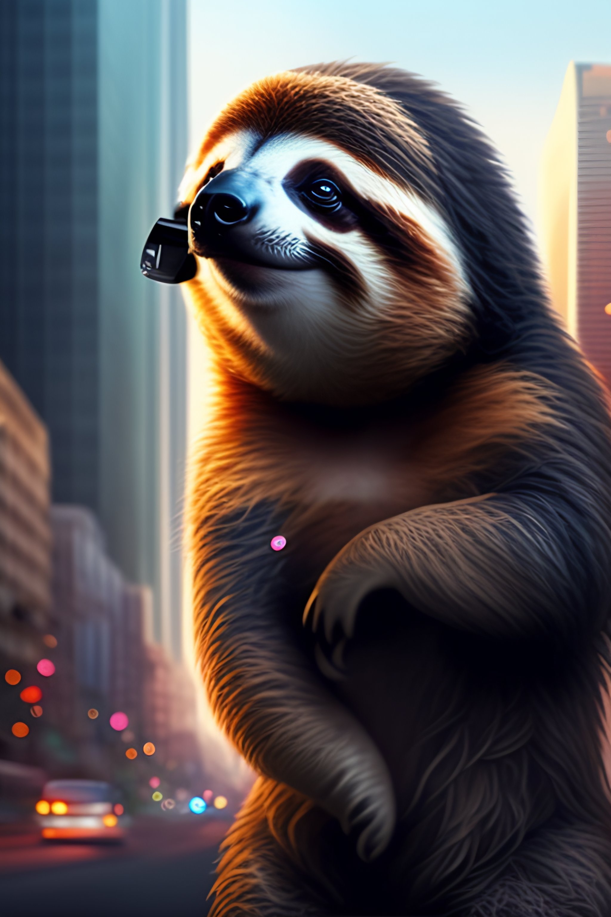 Lexica - Draw crazy sloth , rapping in the city