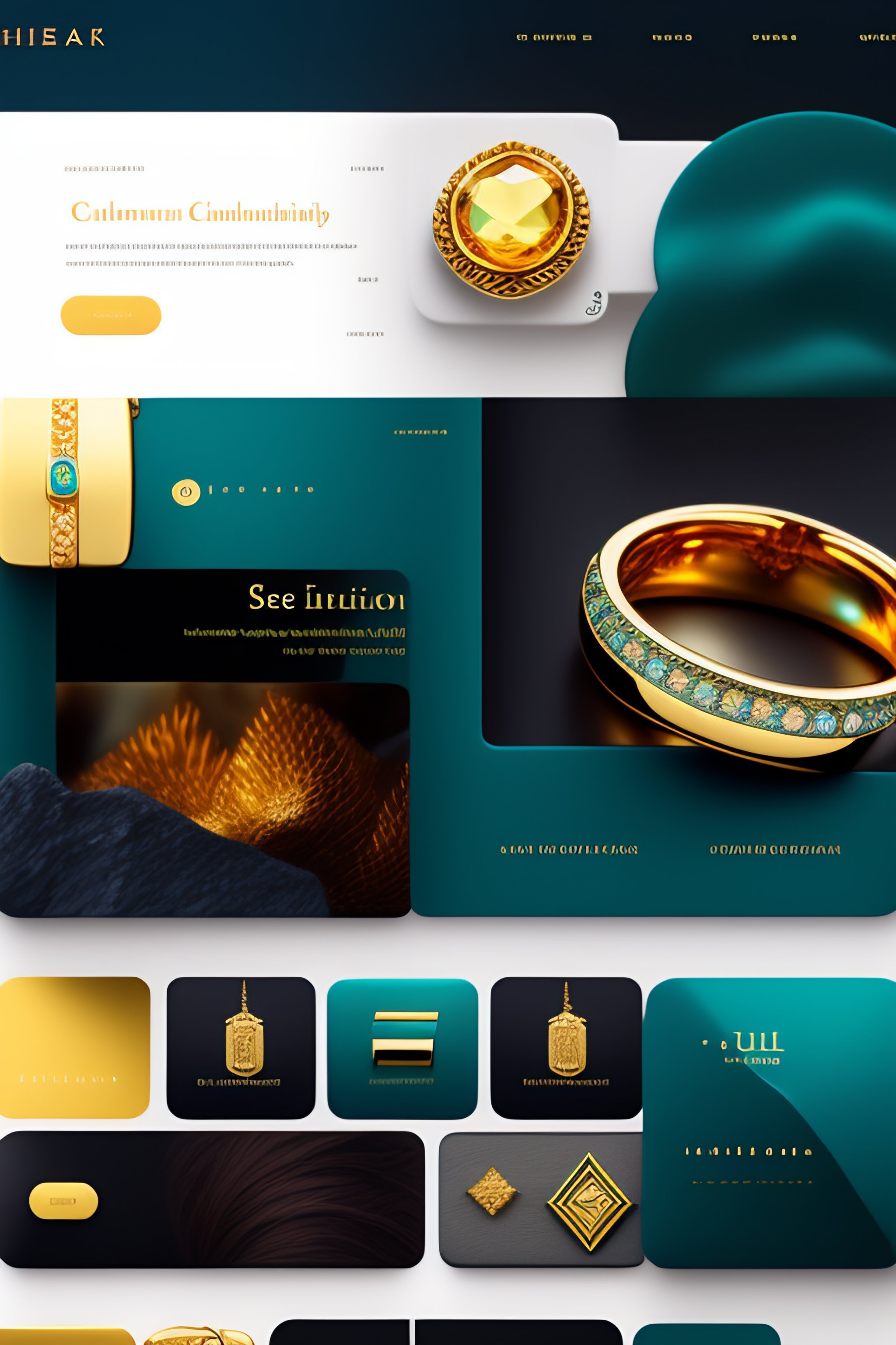 Lexica - Beautiful website of jewelry ui ux ui/ux, hero section, teal ...