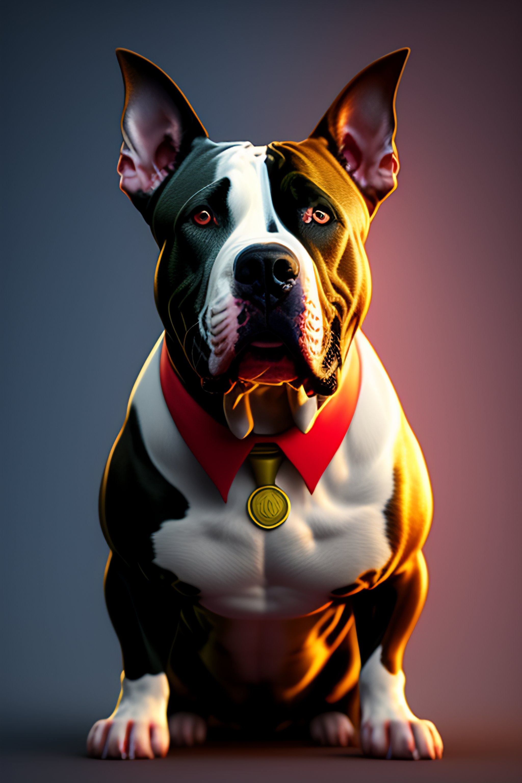 Lexica - A muscular smiling pitbull, dressed like the joker, dramatic ...