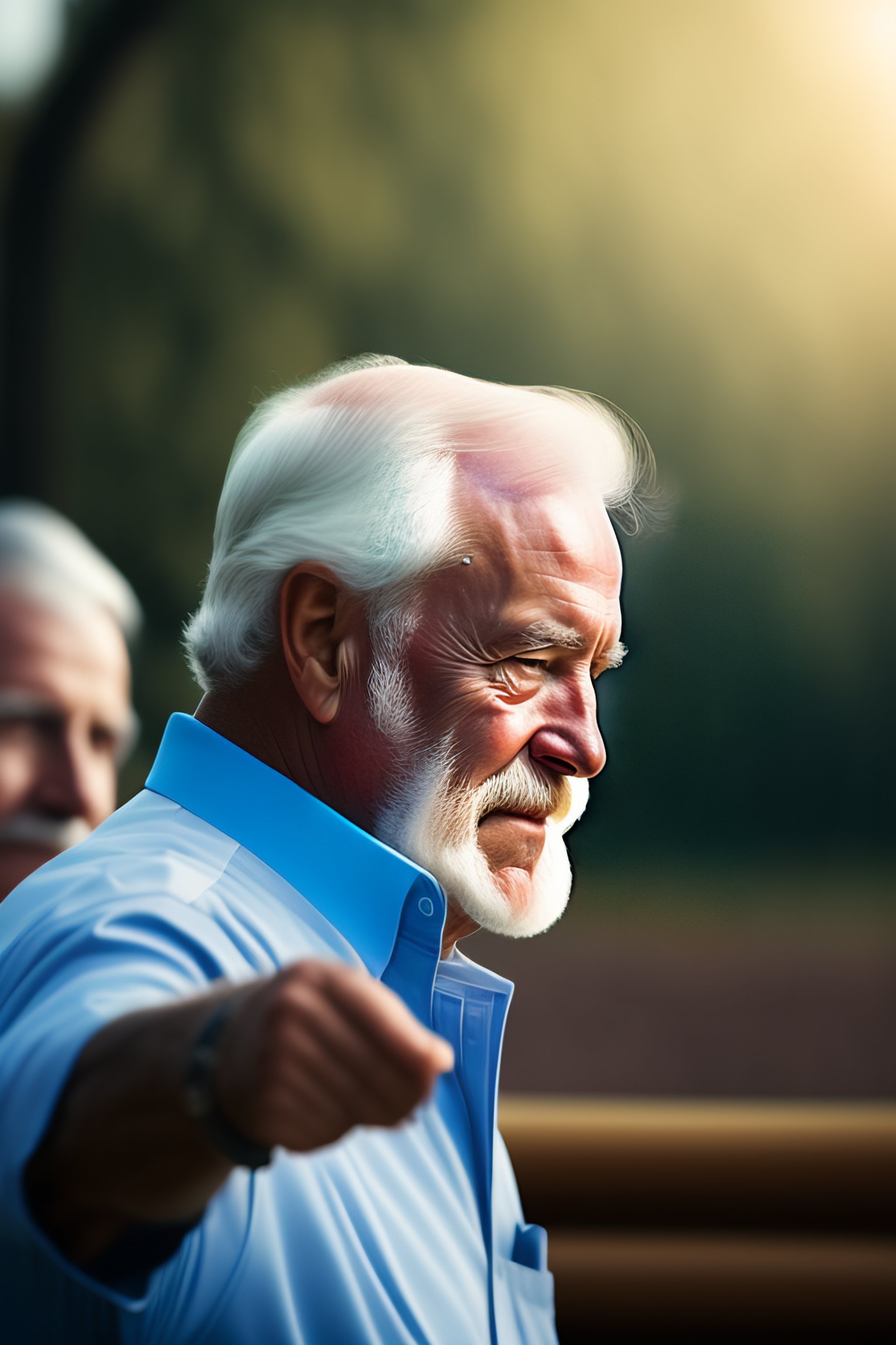 Lexica - Old man raising right hand