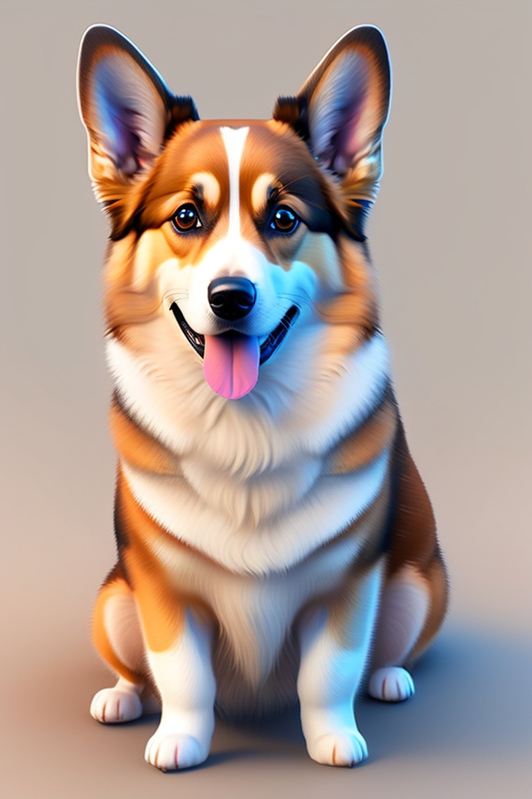 Lexica - Corgi, flat design, white background, head only, cute, kawaii