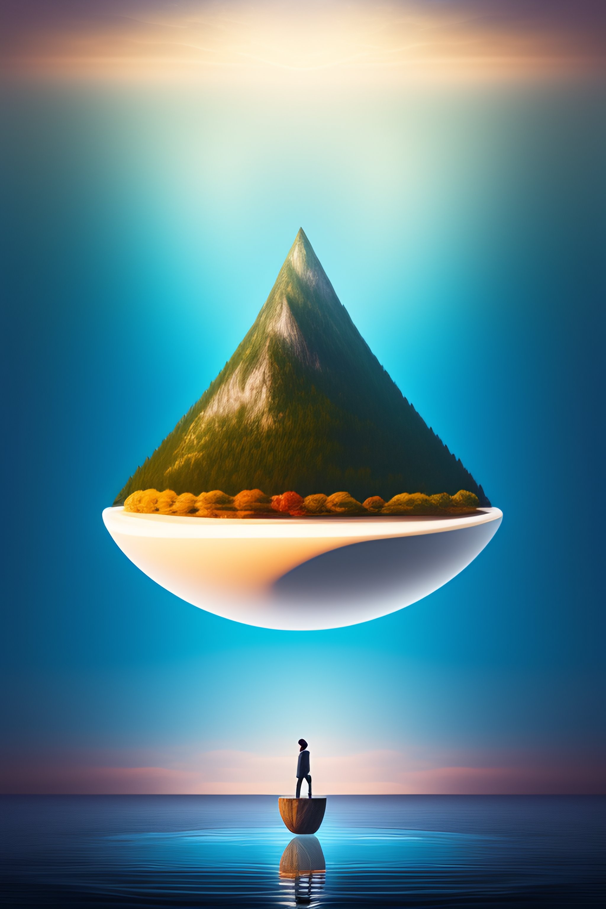 Lexica - Anime floating island with man standing infront