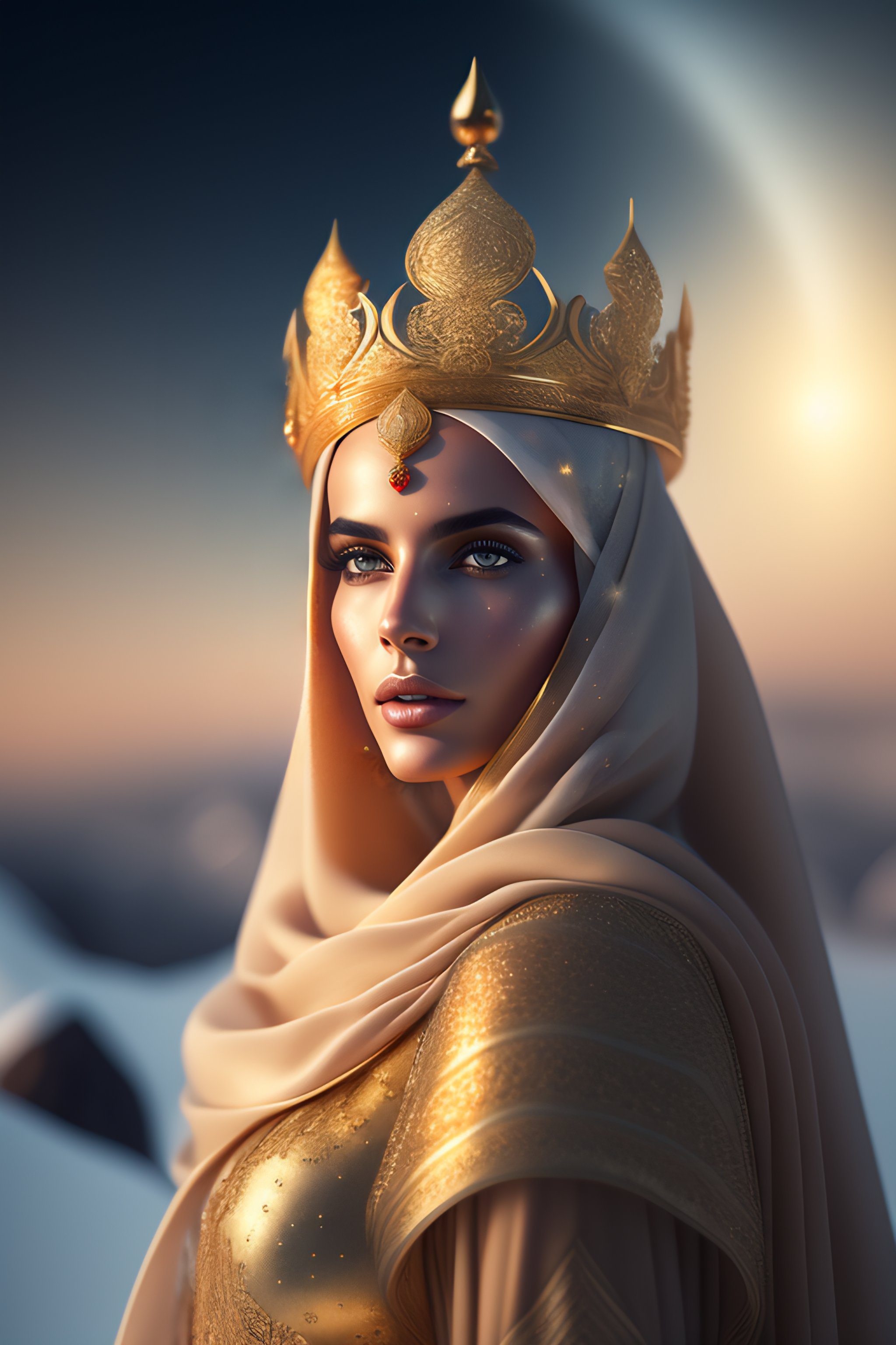 Lexica - Soft dreamy 8mm lens portrait of an arabic brama dev of a ...