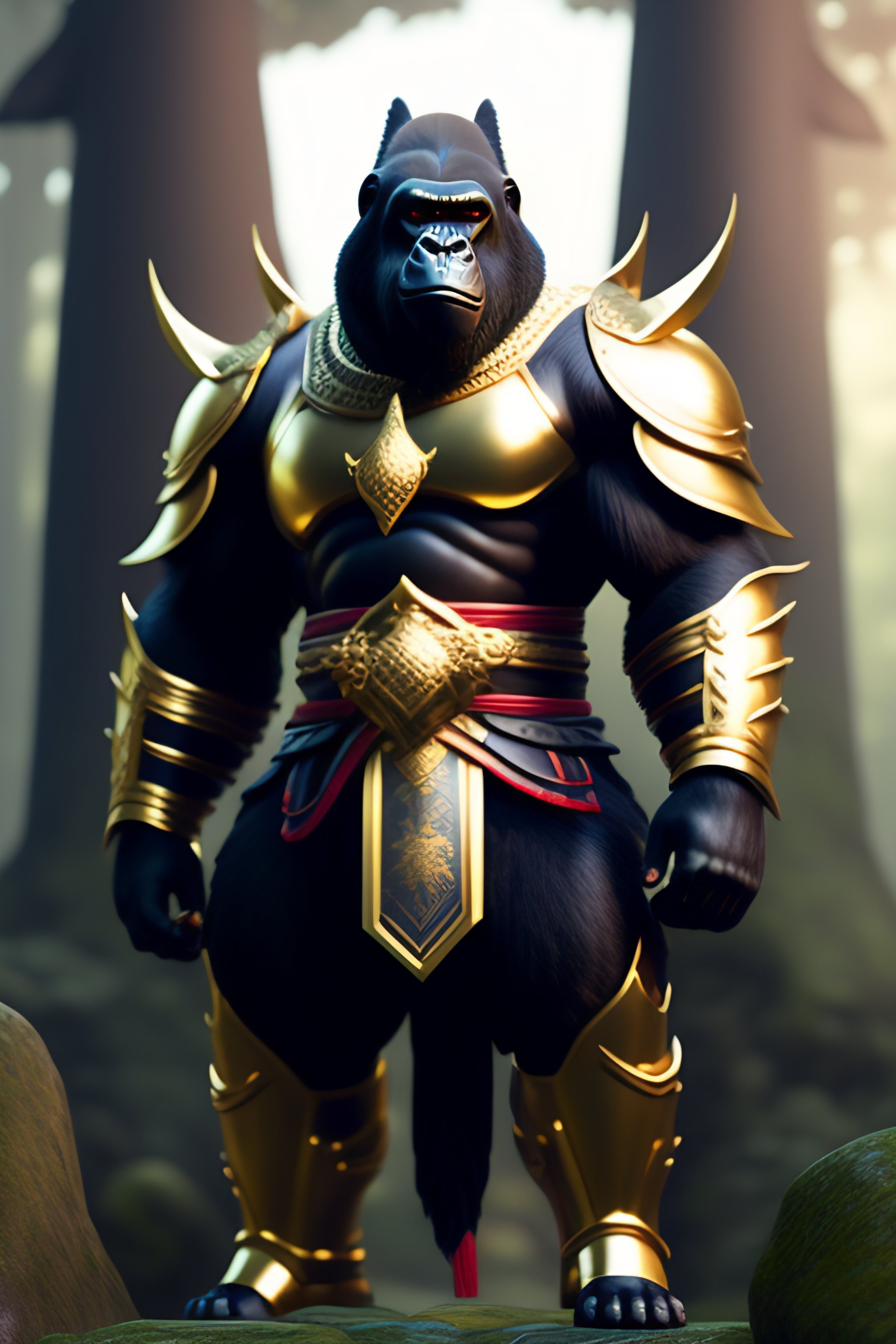 Lexica - A highly detailed matte painting of a Gorilla Samurai in full ...