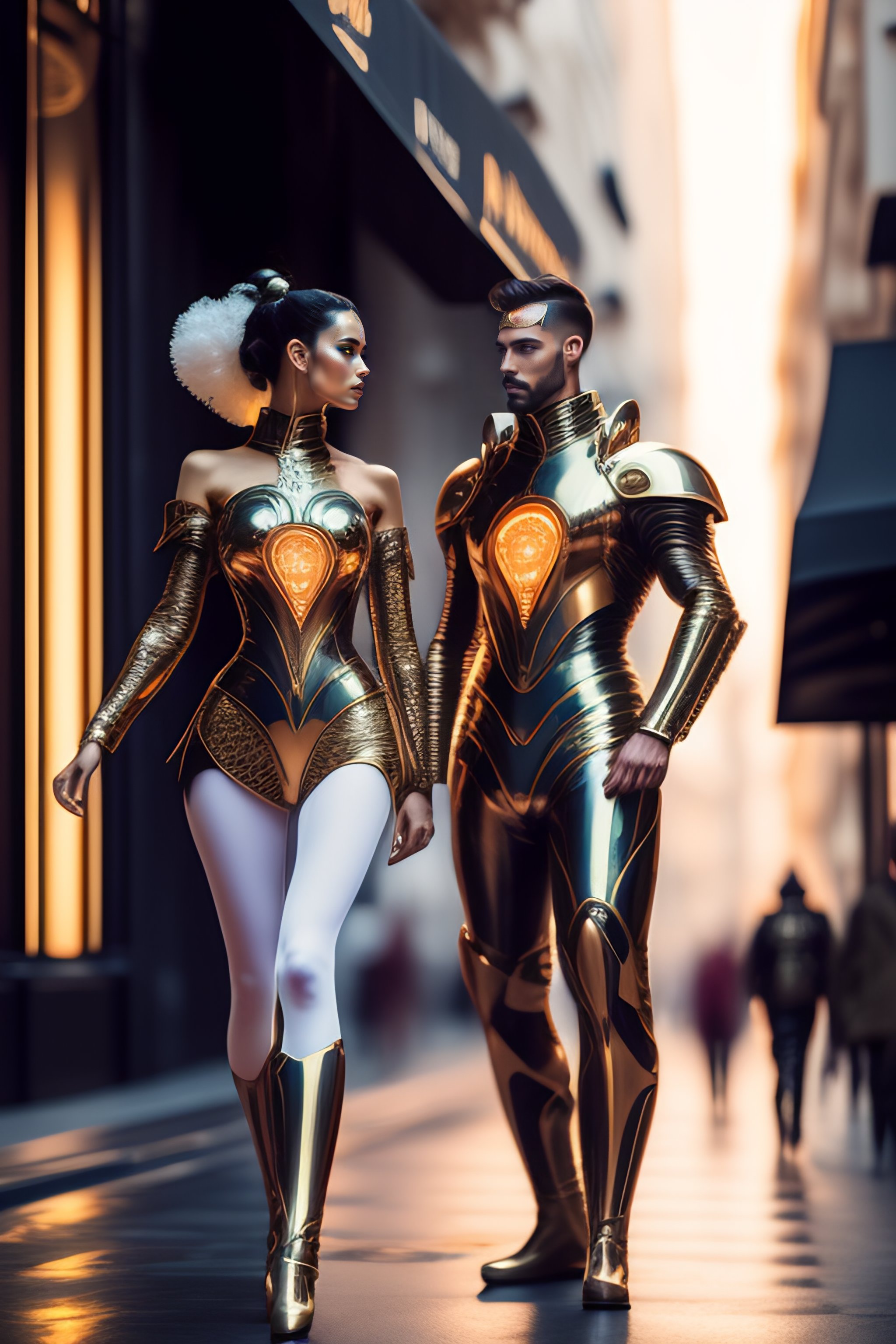 Lexica - Two cyborg ballet dancers dancing in a futuristic street in ...