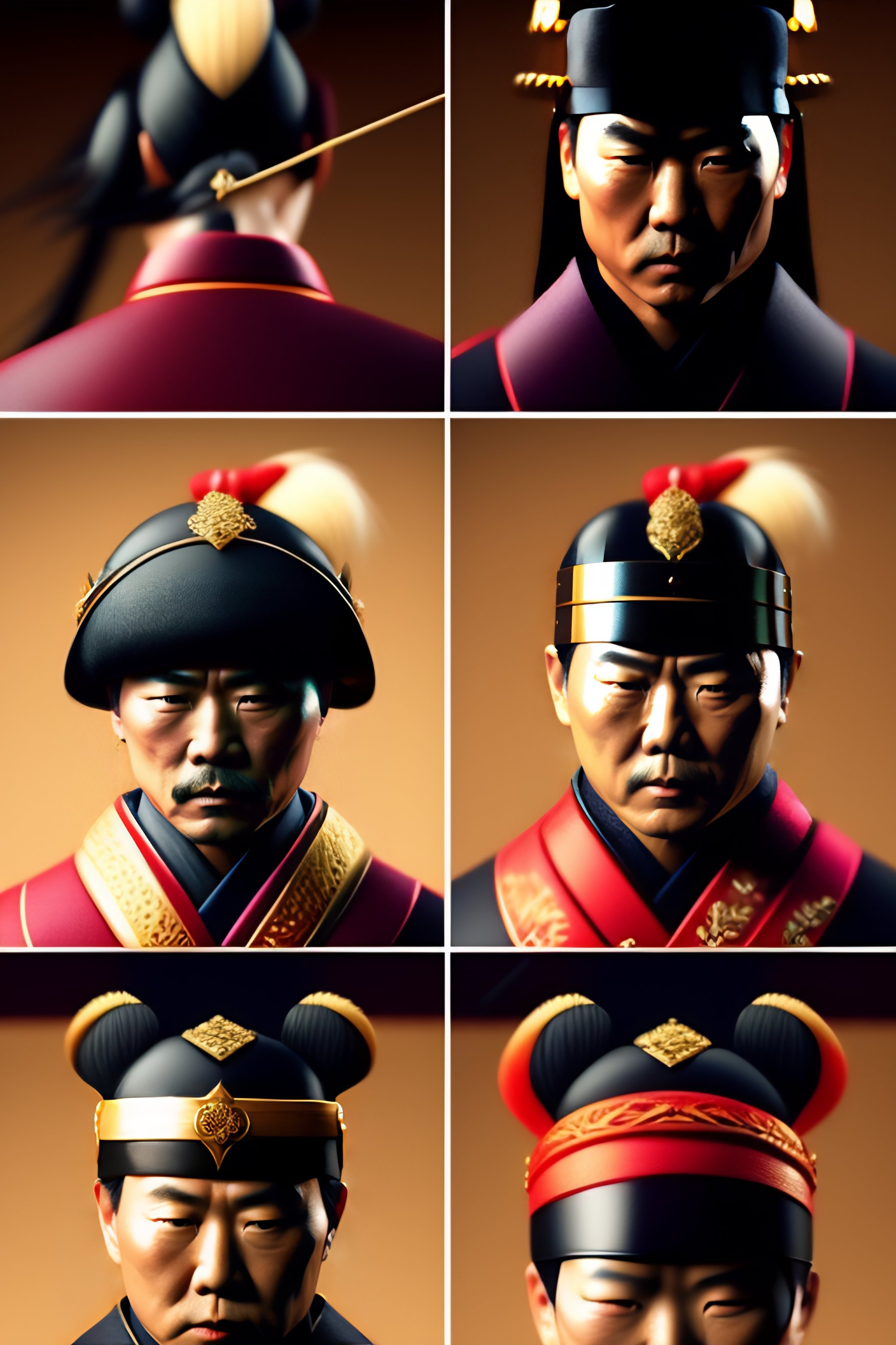 Lexica - Create a 3d japanese samurai lord making a bow