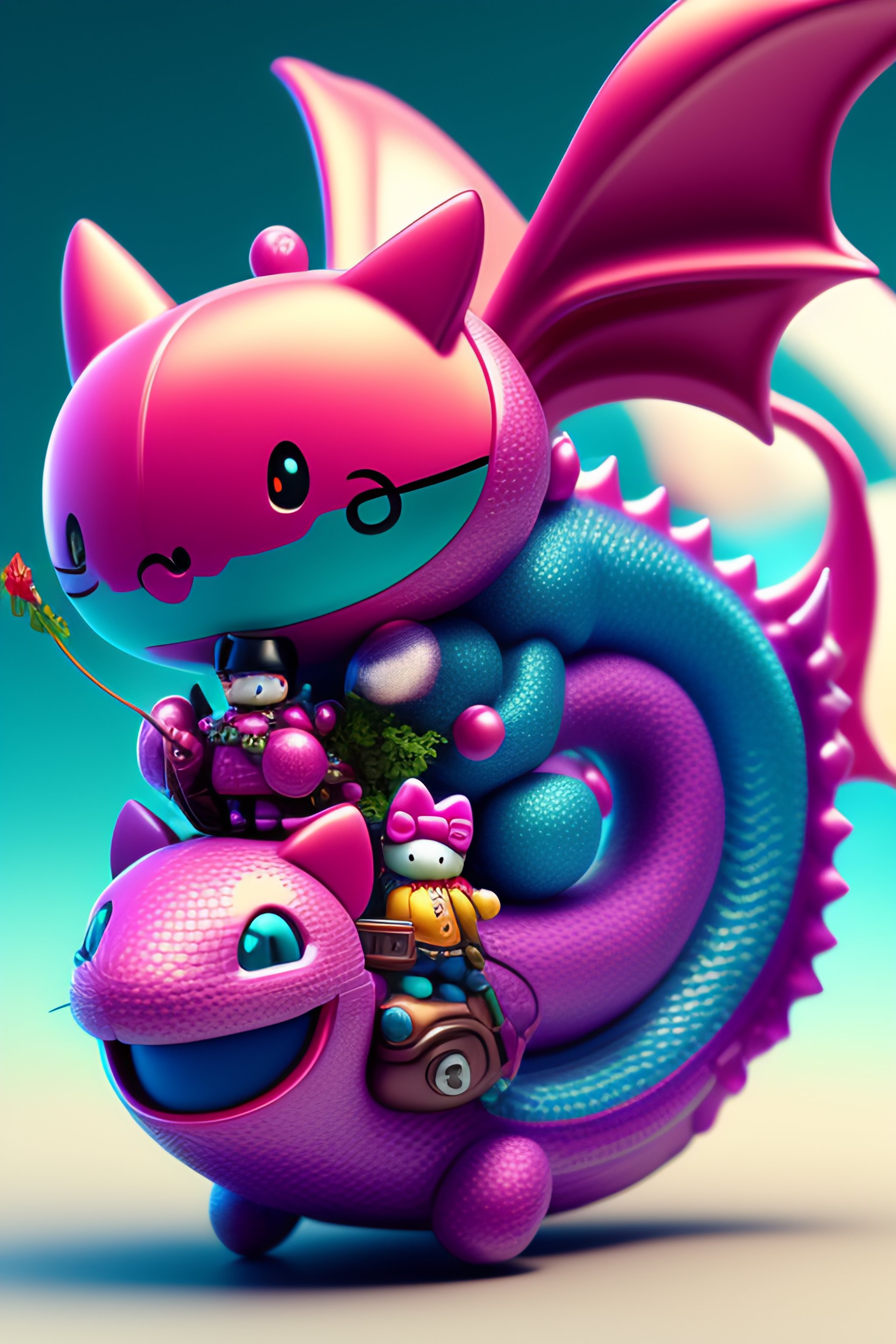 Lexica - Hello kitty riding a dragon