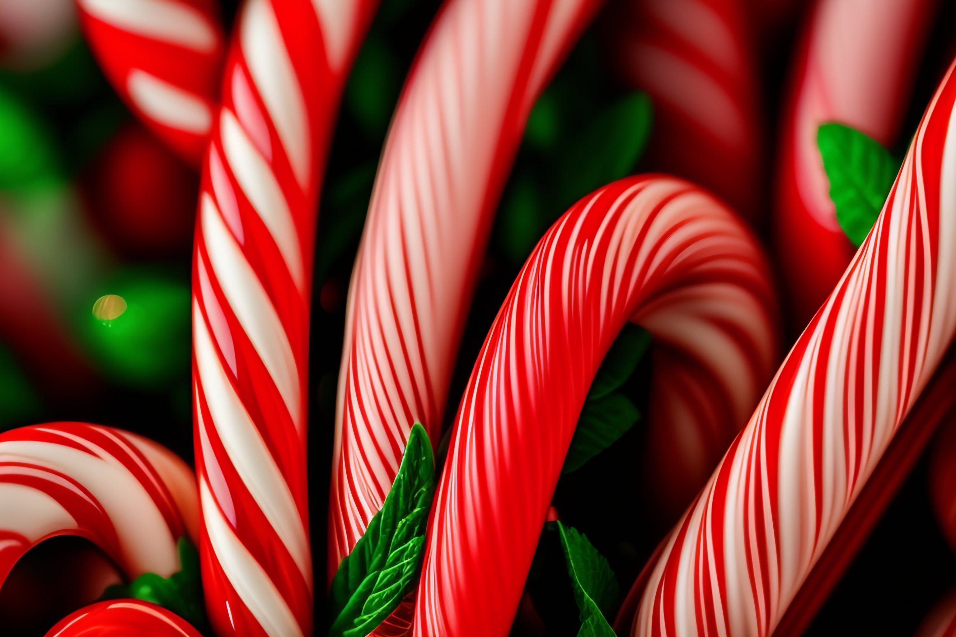 Lexica - Sharp Closeup of peppermint candy canes side by side