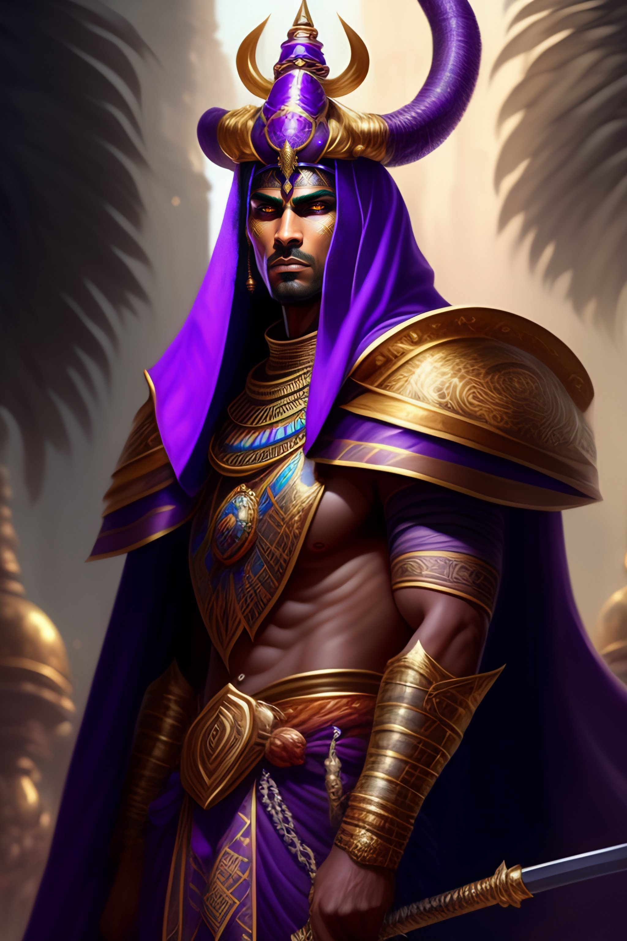 Lexica - An undead pharaoh, holding a cobra head staff, egyptian ...