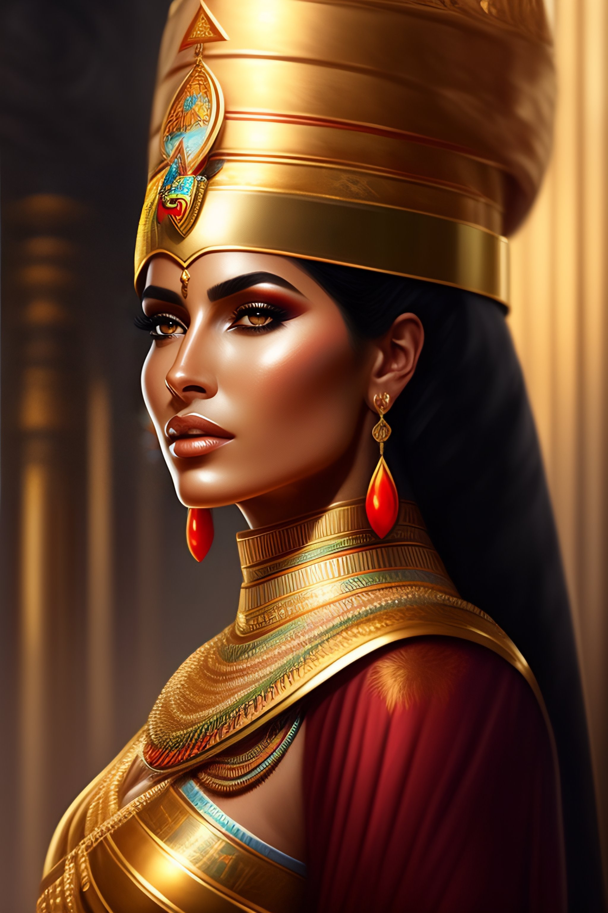 Lexica - Portrait of a egyptian Queen, royal guard clothing, elegant ...