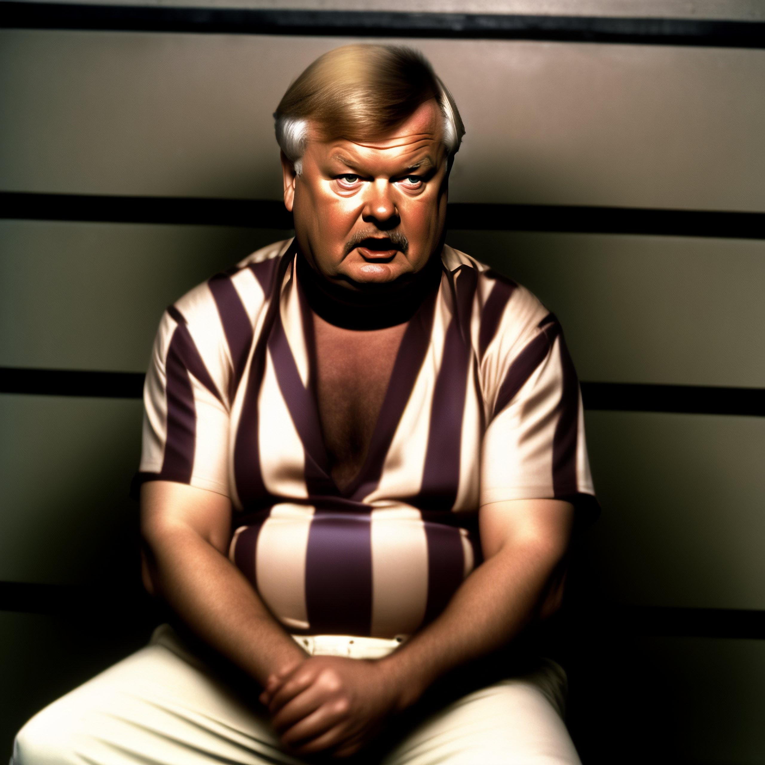 Lexica - Benny hill as a prisoner in jail cell, death row, sitting in ...