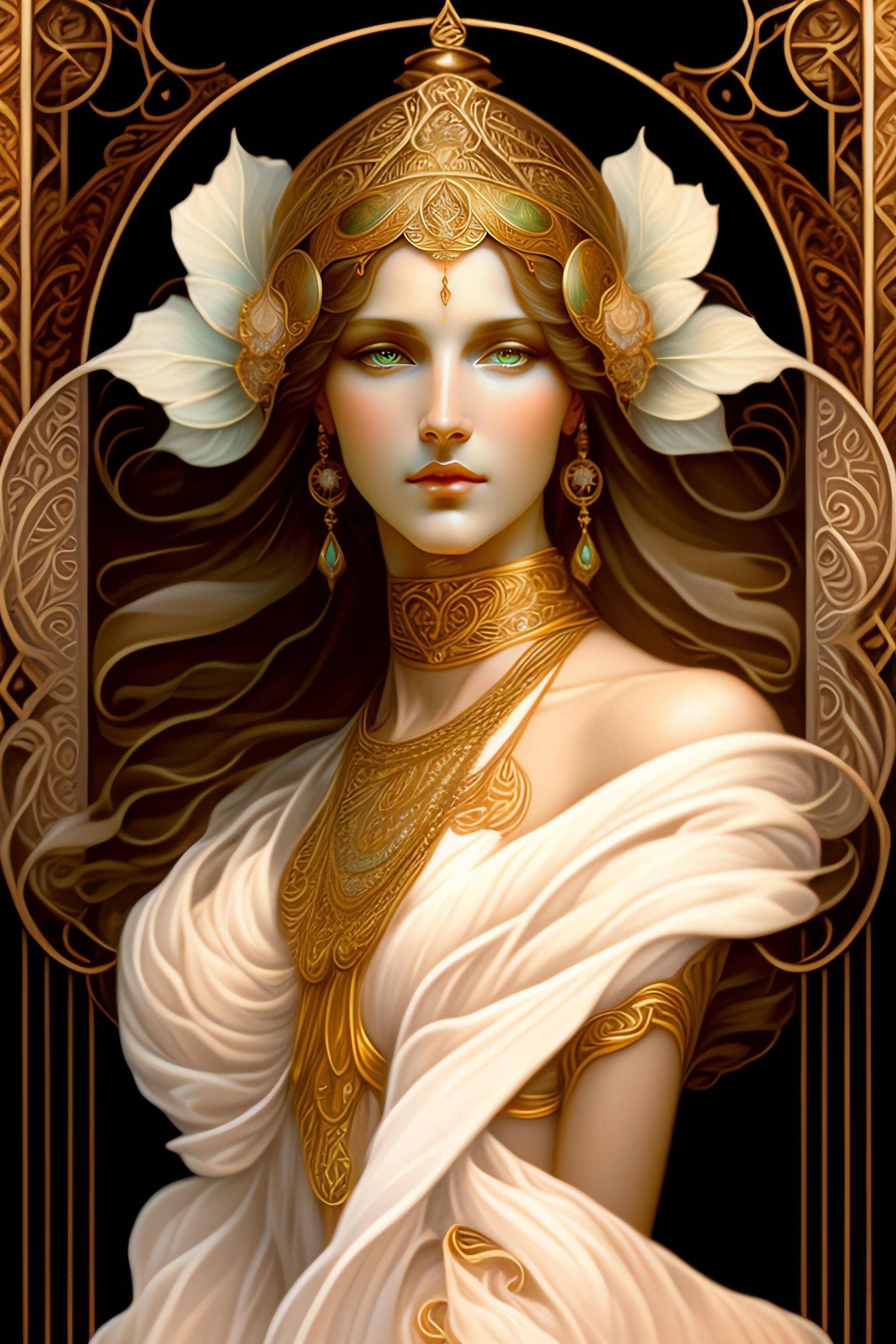 Lexica - Symmetry, portrait of gorgeous goddess, pale glowing white ...