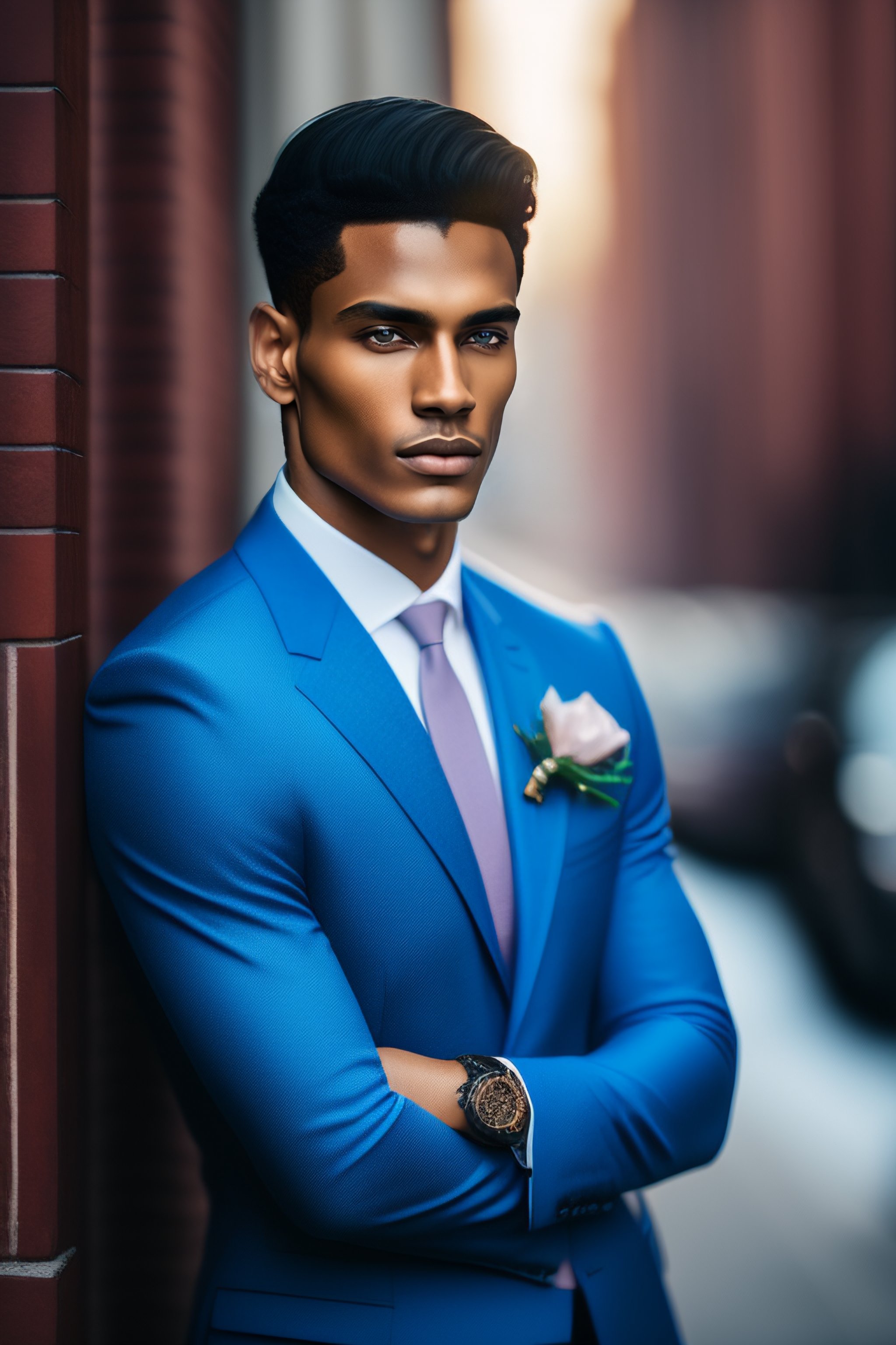 Lexica - Photography of a man wearing blue clothes designed by Ralph Lauren