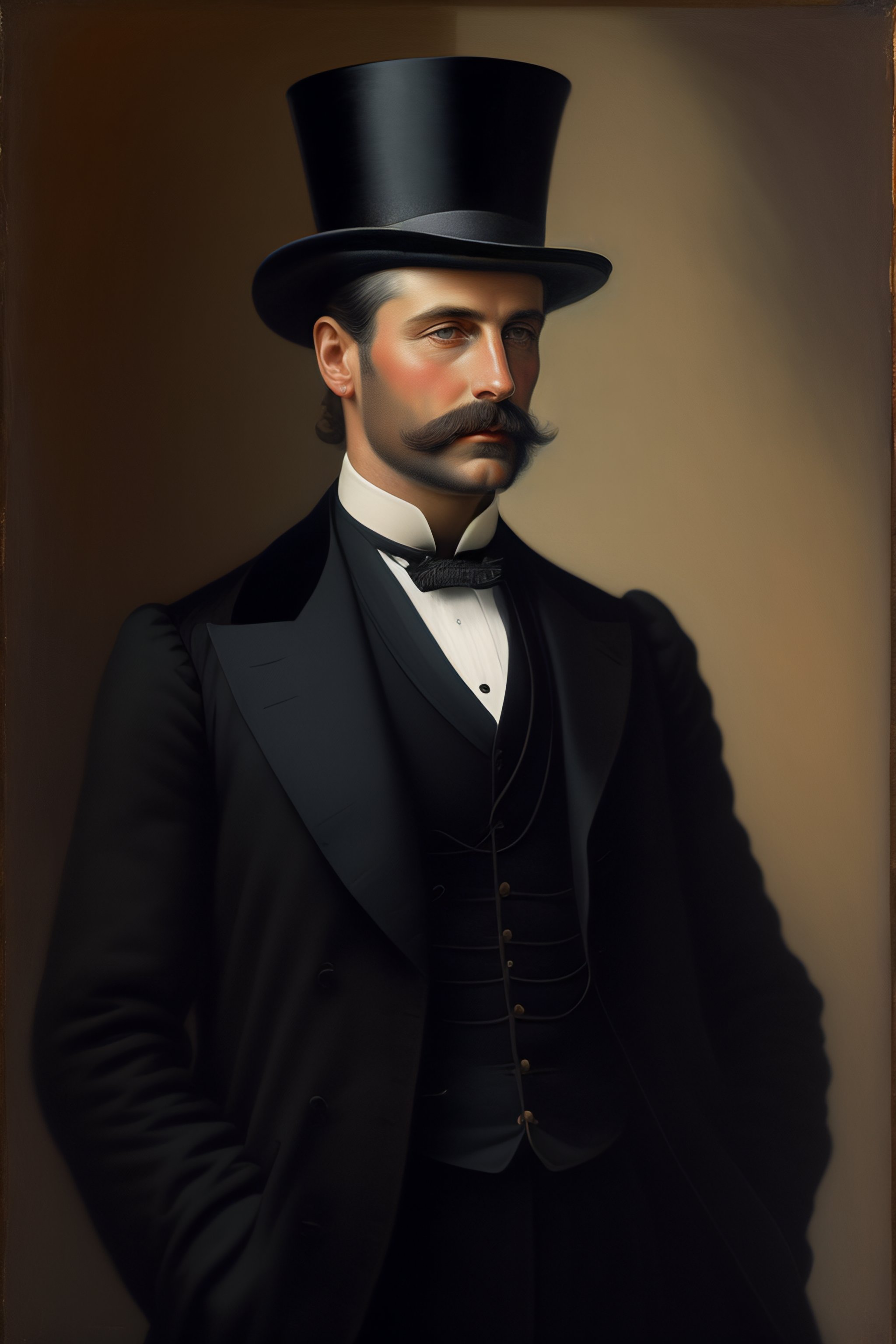 Lexica - An painting of an Edwardian man wearing a black ensemble and ...