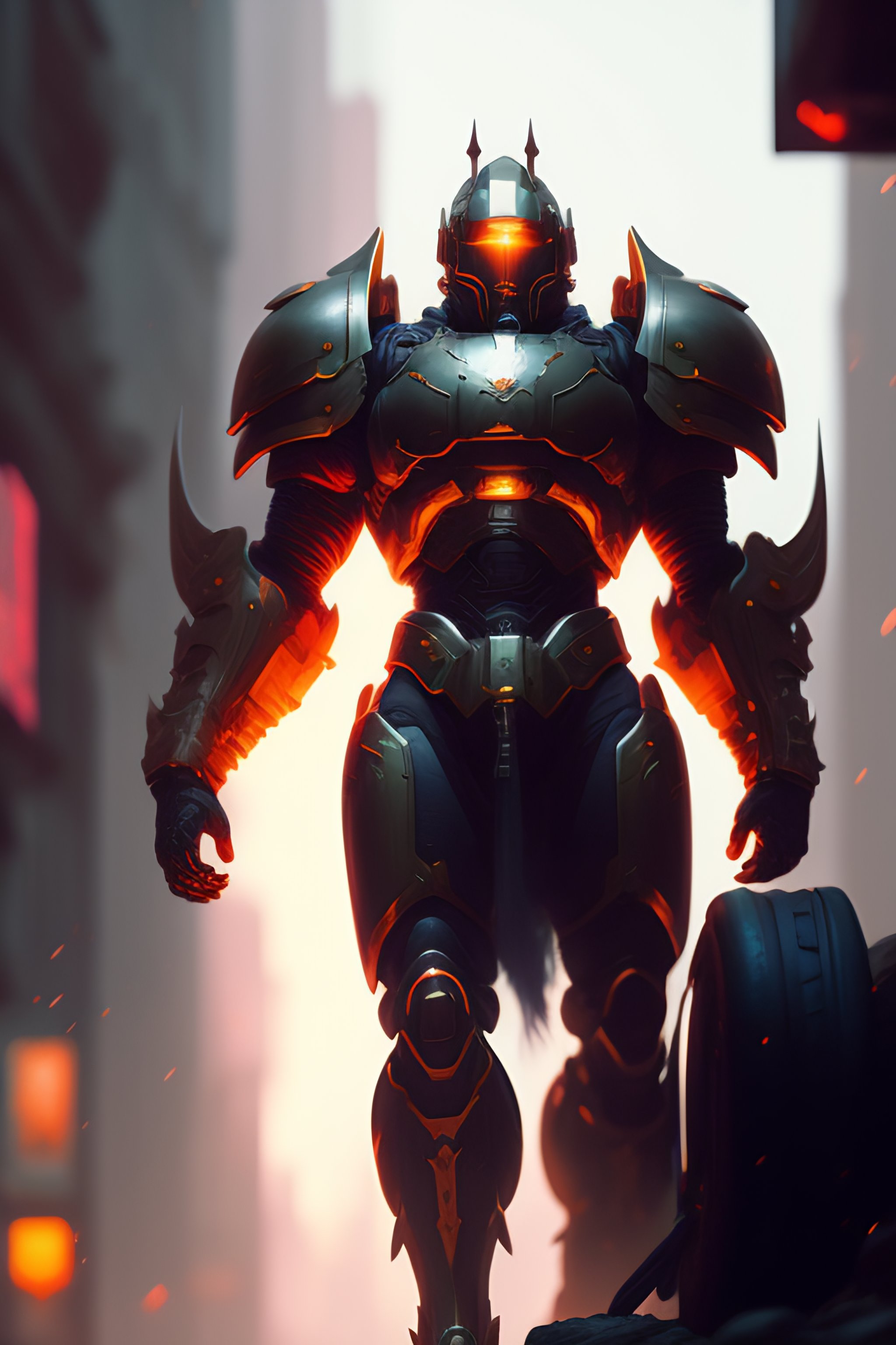 Lexica - Male Cyborg, warhammer 40k, full body shot, Horror, Claw Hands ...