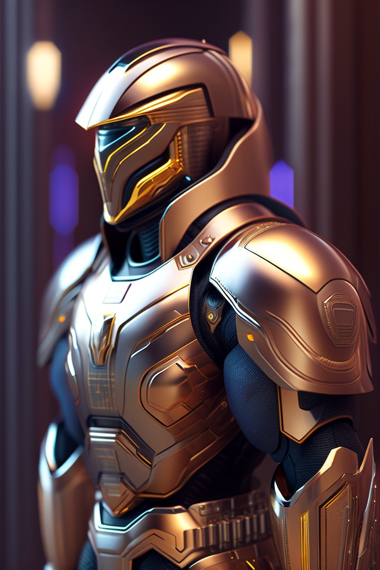 Lexica - A photo of a heavy armored cyber soldier, symmetrical face ...