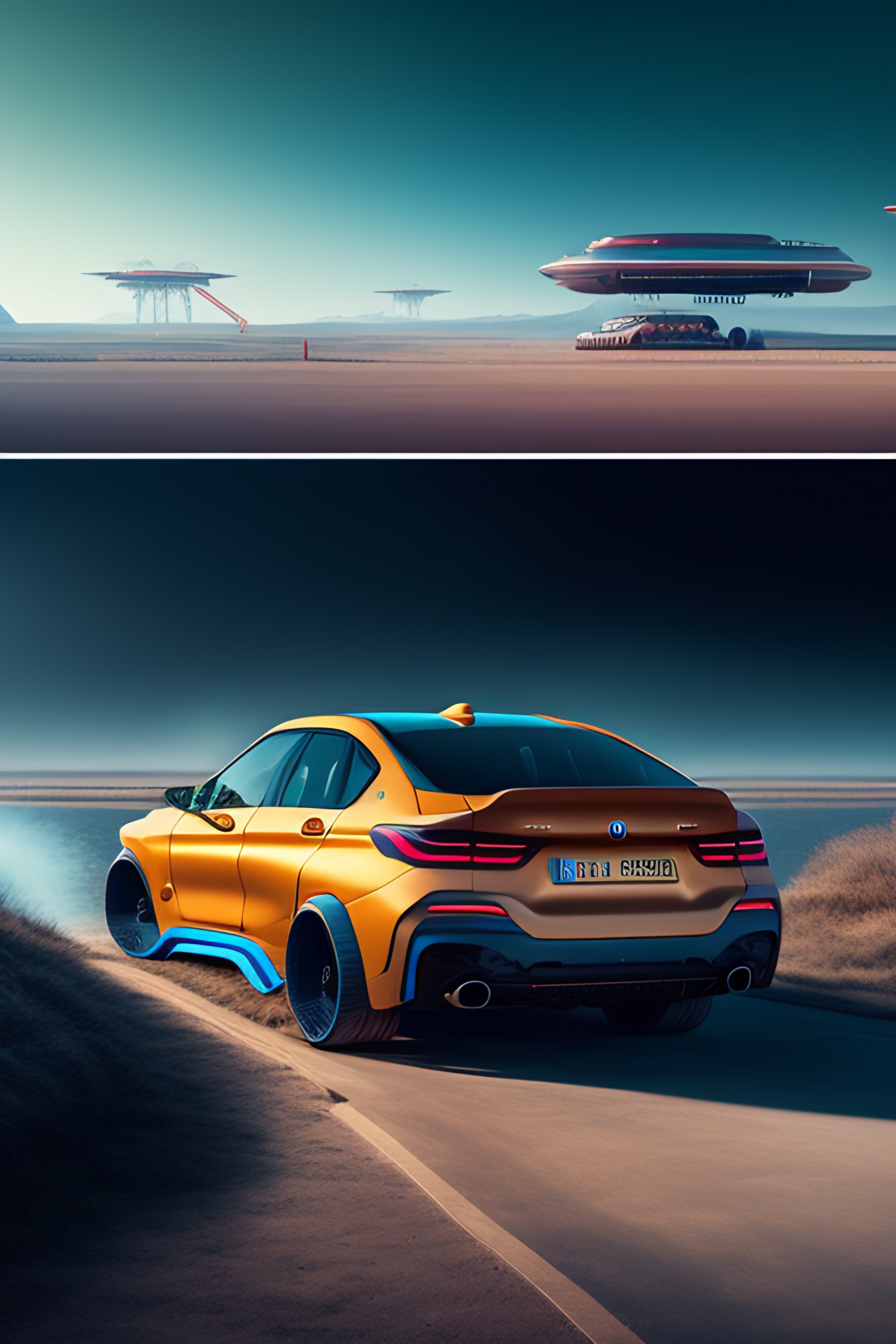 Lexica - Simon stalenhag,8k resoultion,hyper realstic , bmw