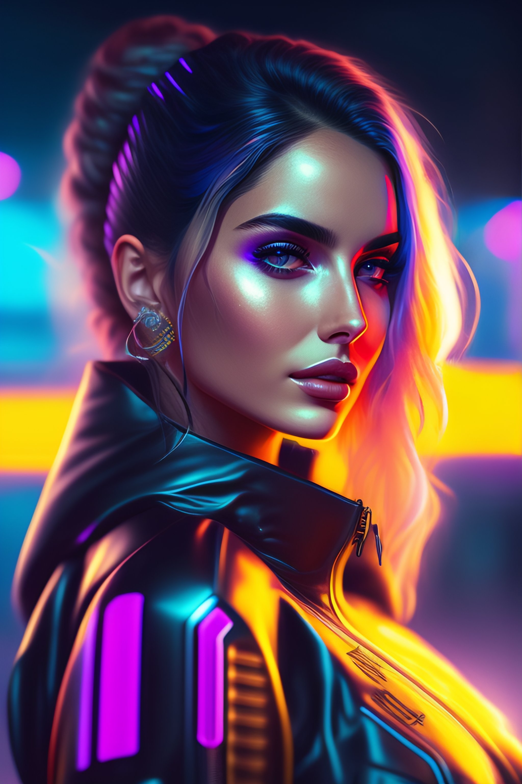 Lexica - Ana de armas, detailed full body portrait Neon Operator Girl ...