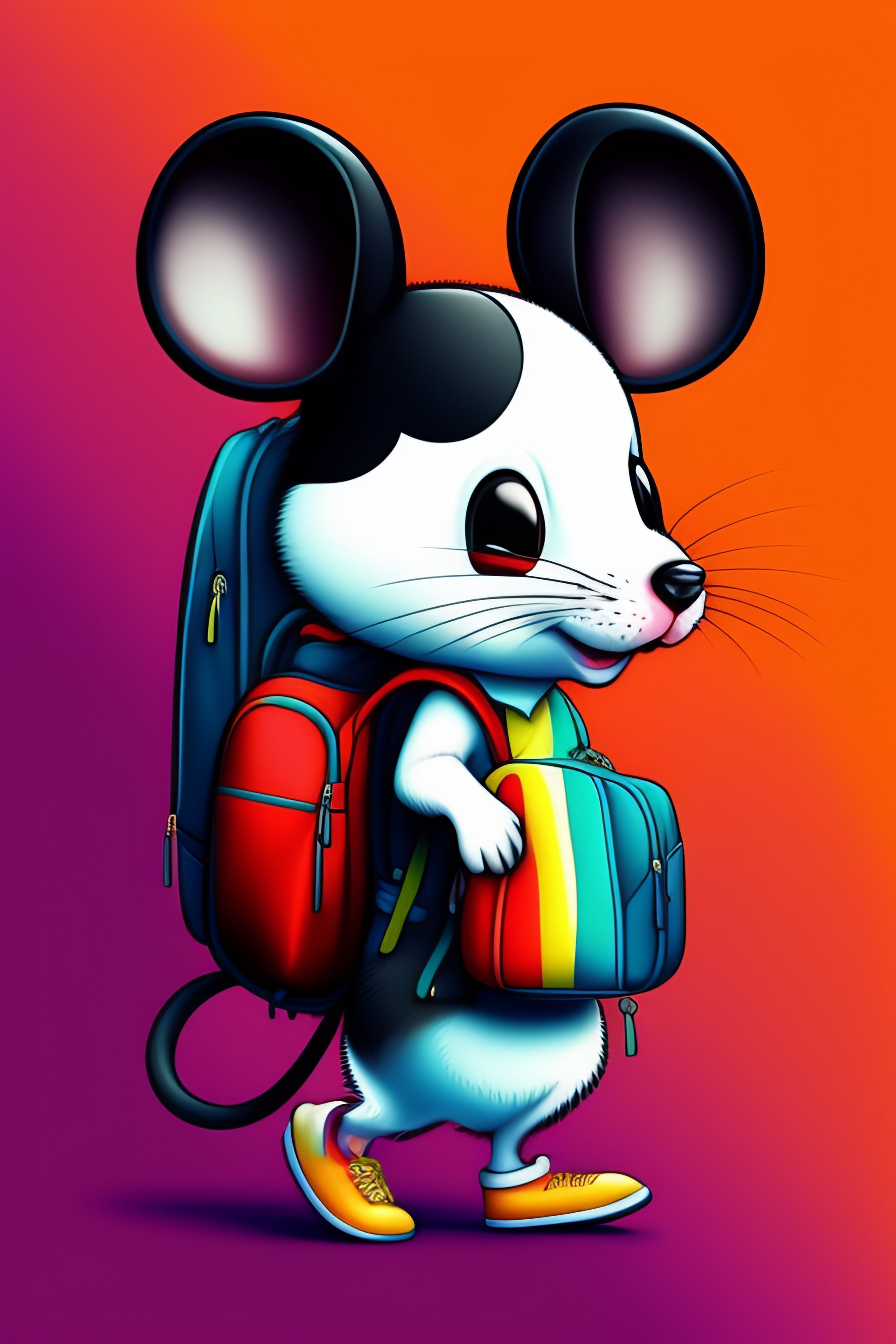 Lexica - Cute and funny anthropomorphic mouse traveling with backpack ...