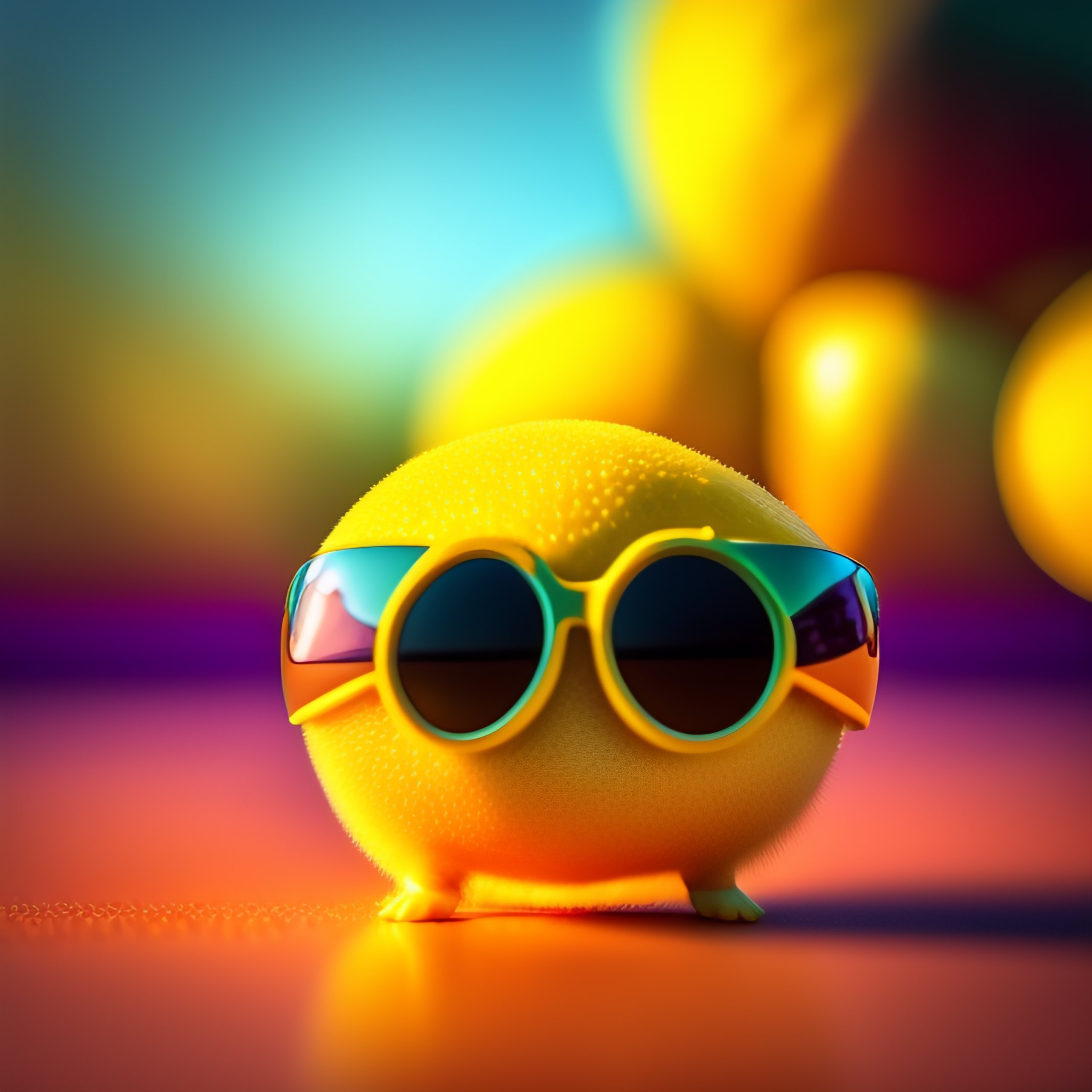 Lexica - Pixar style. A cute lemon creature wearing sunglasses. depth ...