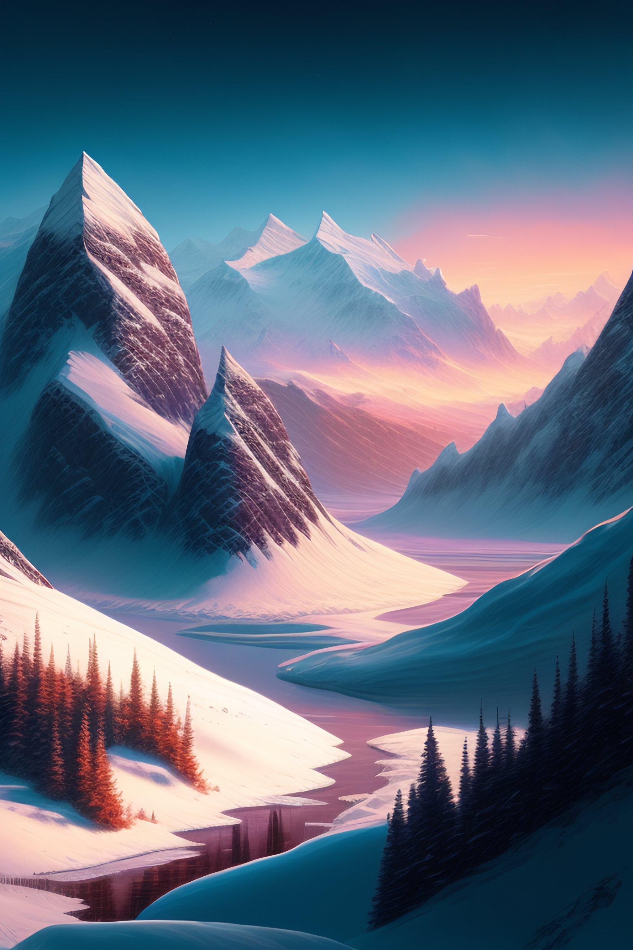 Lexica - Arctic Tundra landscape mountains, snow covered by Dan Mumford