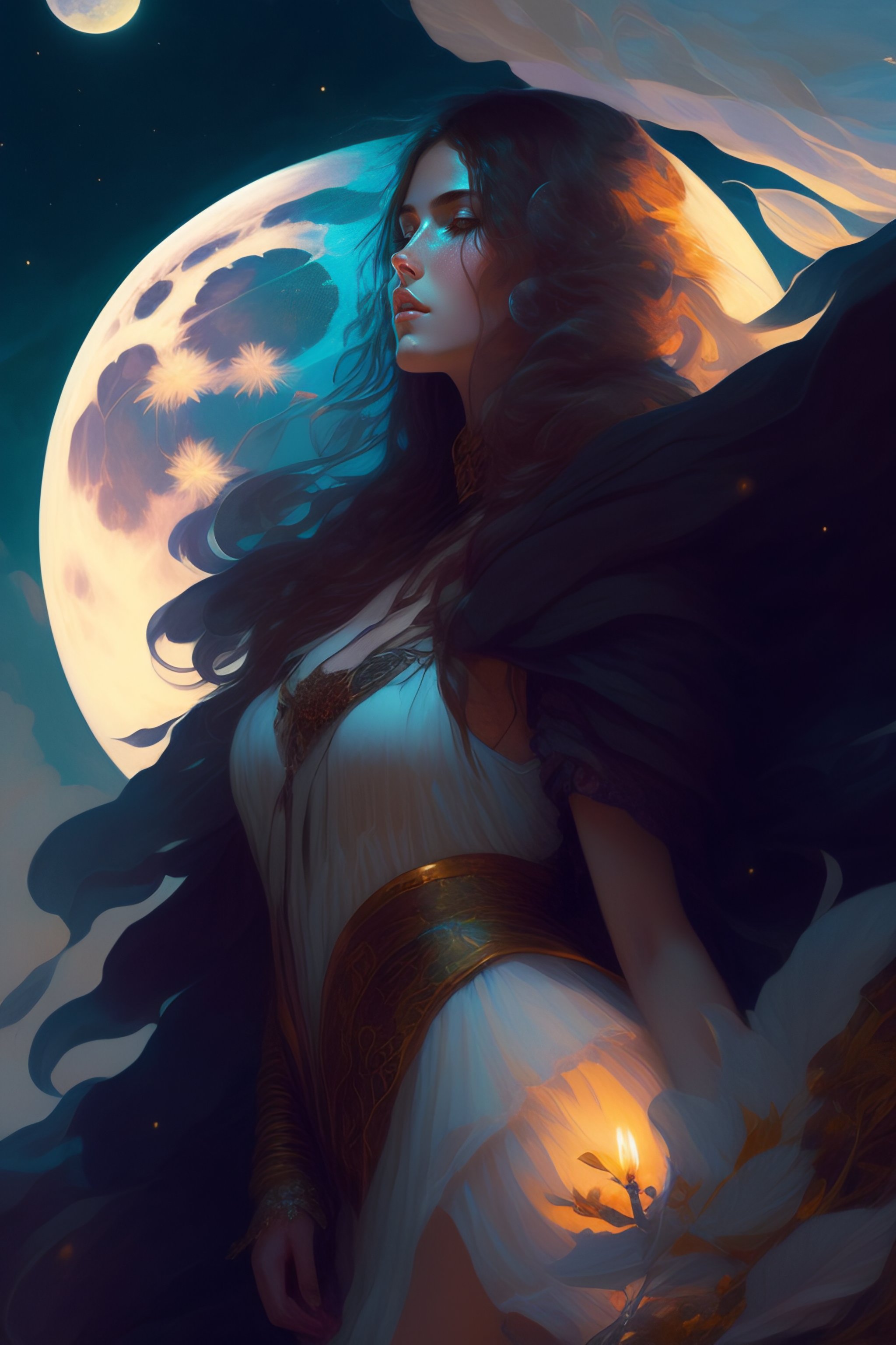 Lexica - Gothic girl, sleeping on the moon, full body, realistic ...