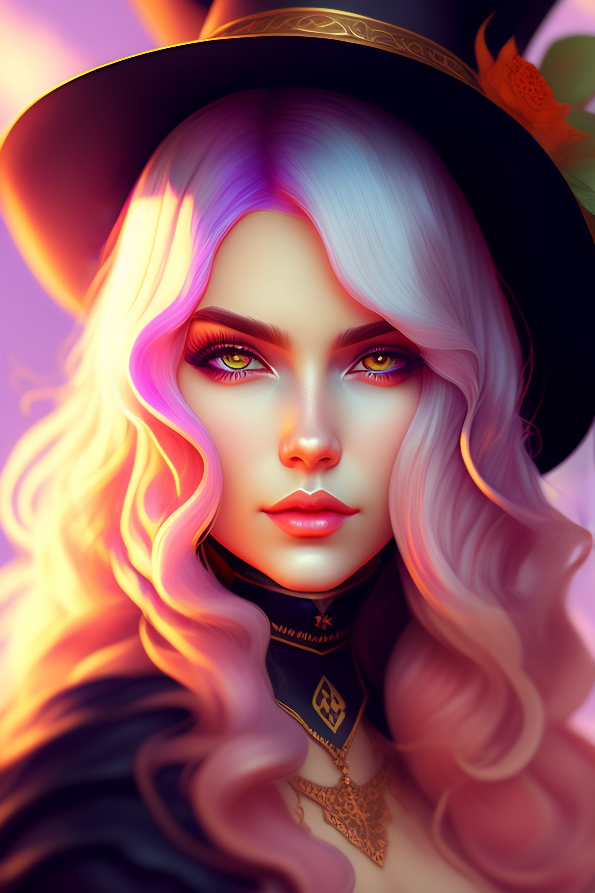 Lexica - Upclose portrait of a Halloween witch, pastel balayage hair ...