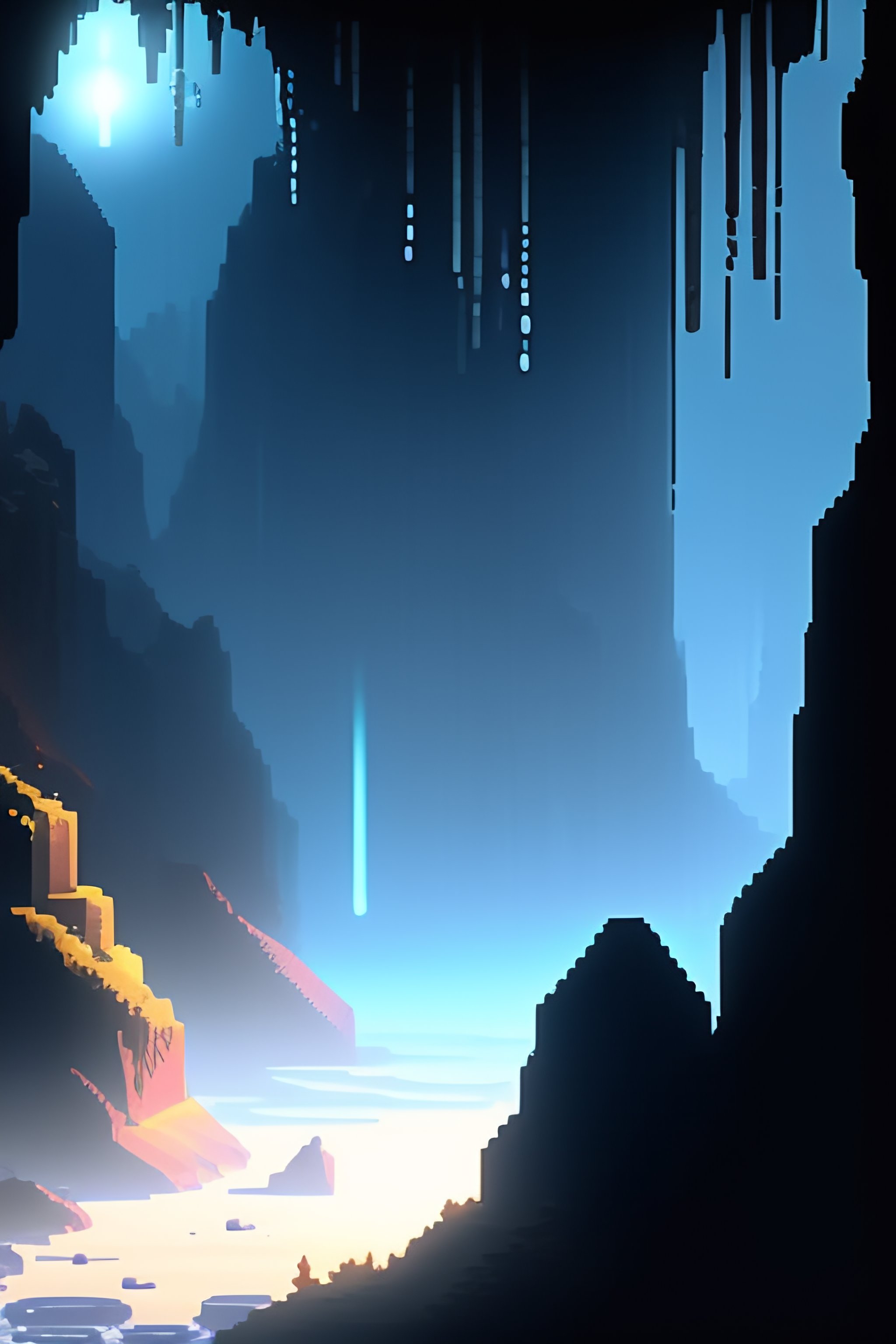 Lexica - Dark pixelated dungeon with sunlight, cobwebs , spooky, white ...