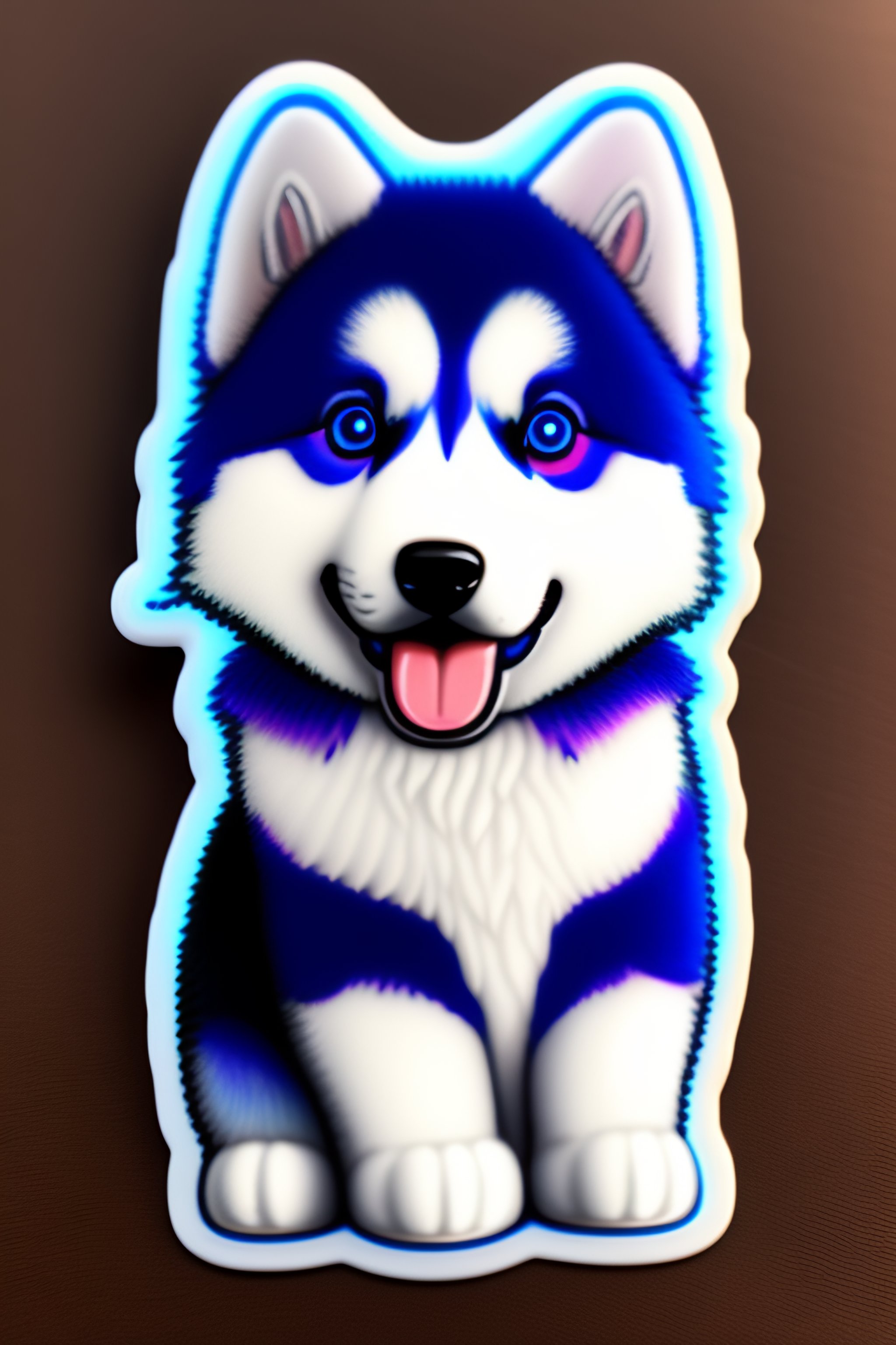 Lexica - A sticker of a fluffy husky puppy, with piercing blue eyes and ...