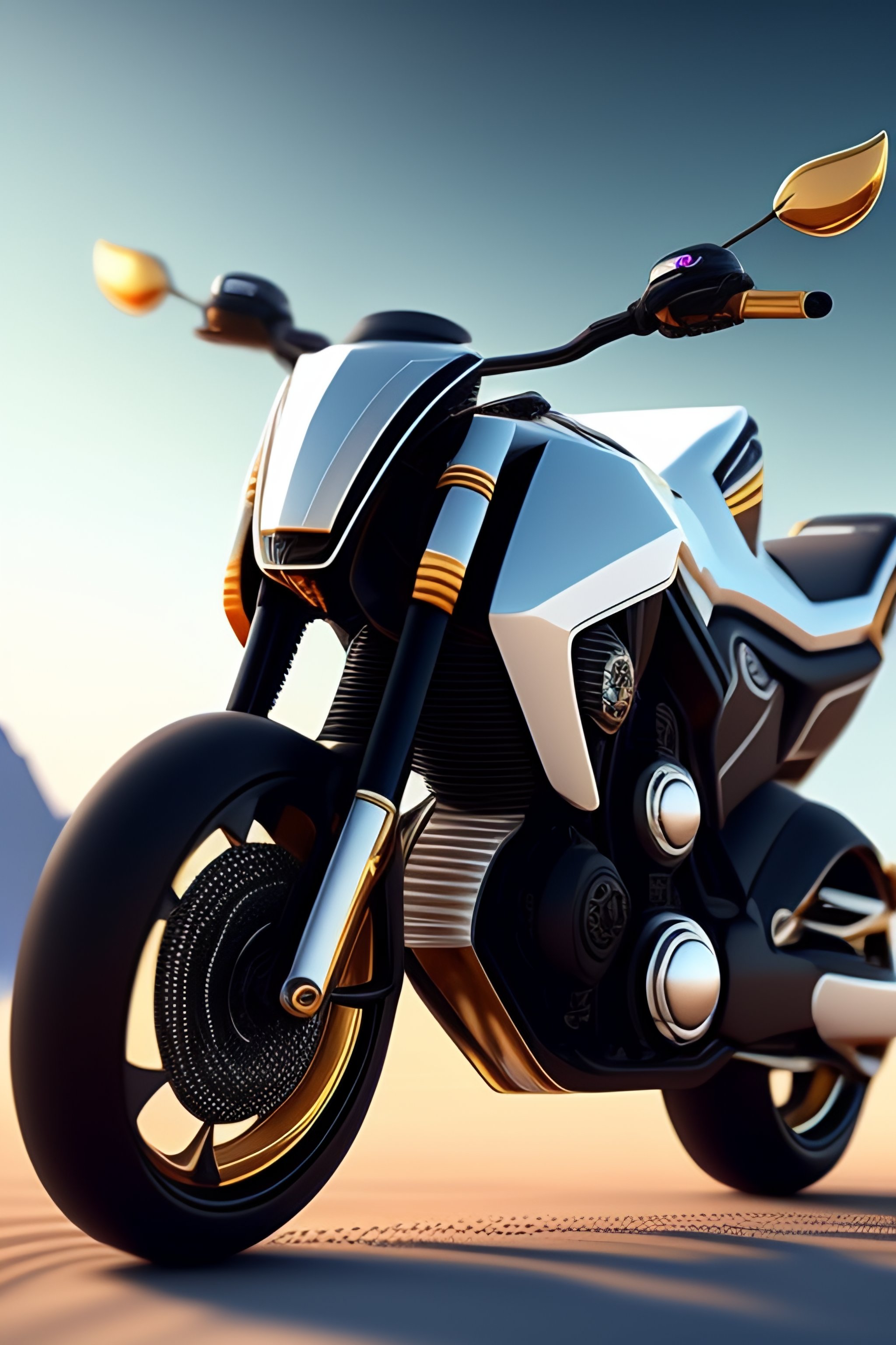Lexica - White pearl and carbon fiber armoured motorbike in a style of ...