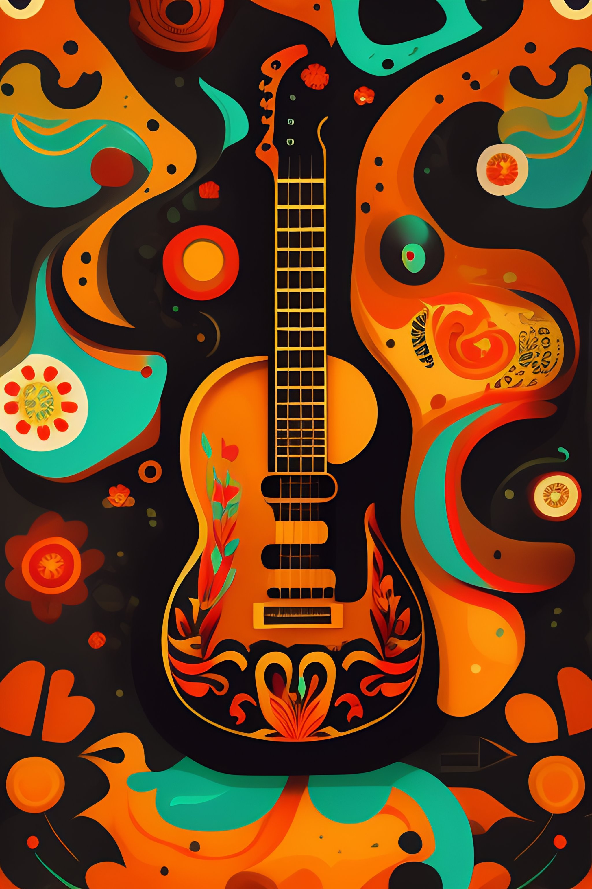 Lexica - Vector flat Flyer, Flyer flat vector 2D image of a guitar ...