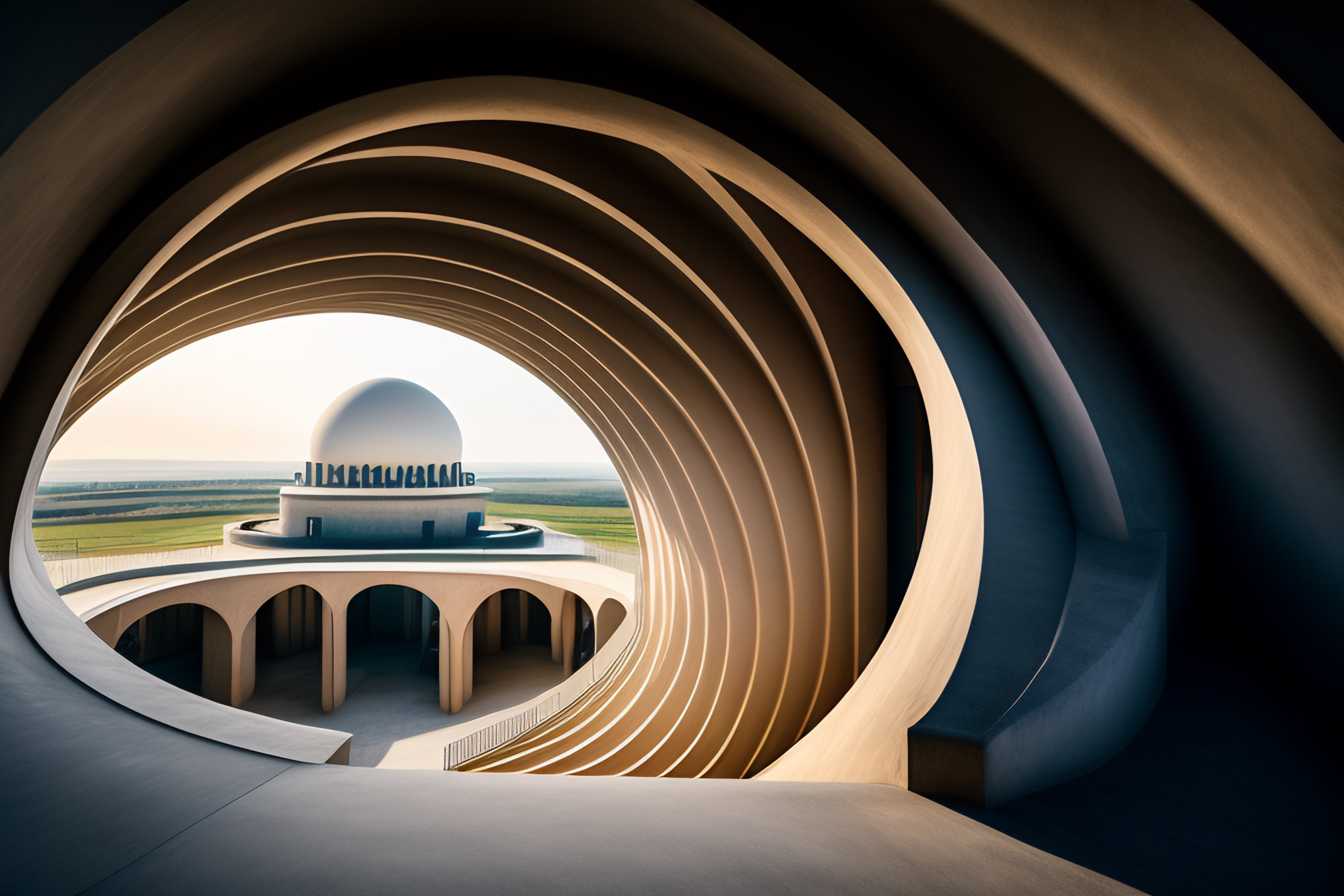 Lexica - Smooth concrete dome architecture, the building has a height ...