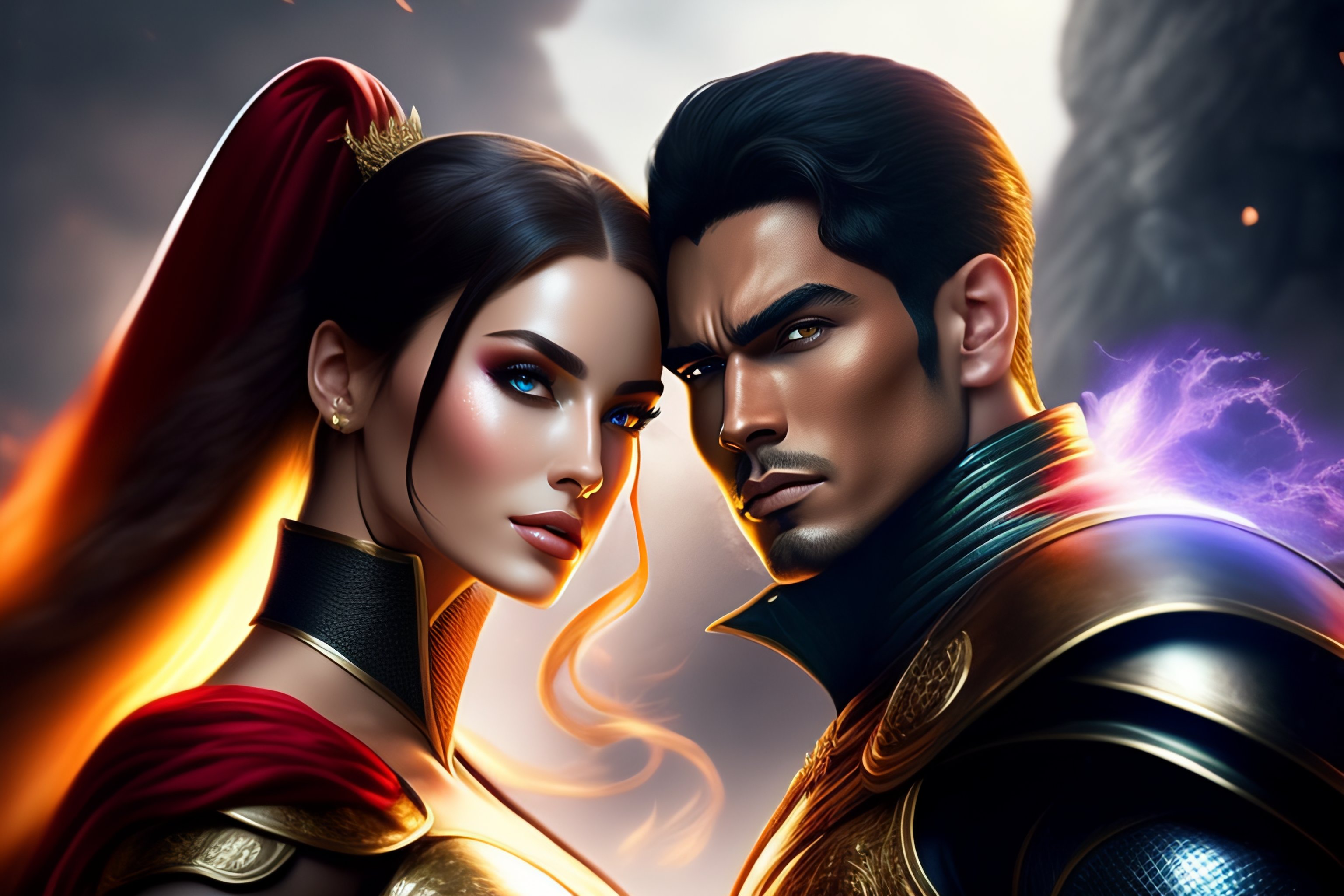 Lexica - Hero fight each other epic fantasy magic pretty face