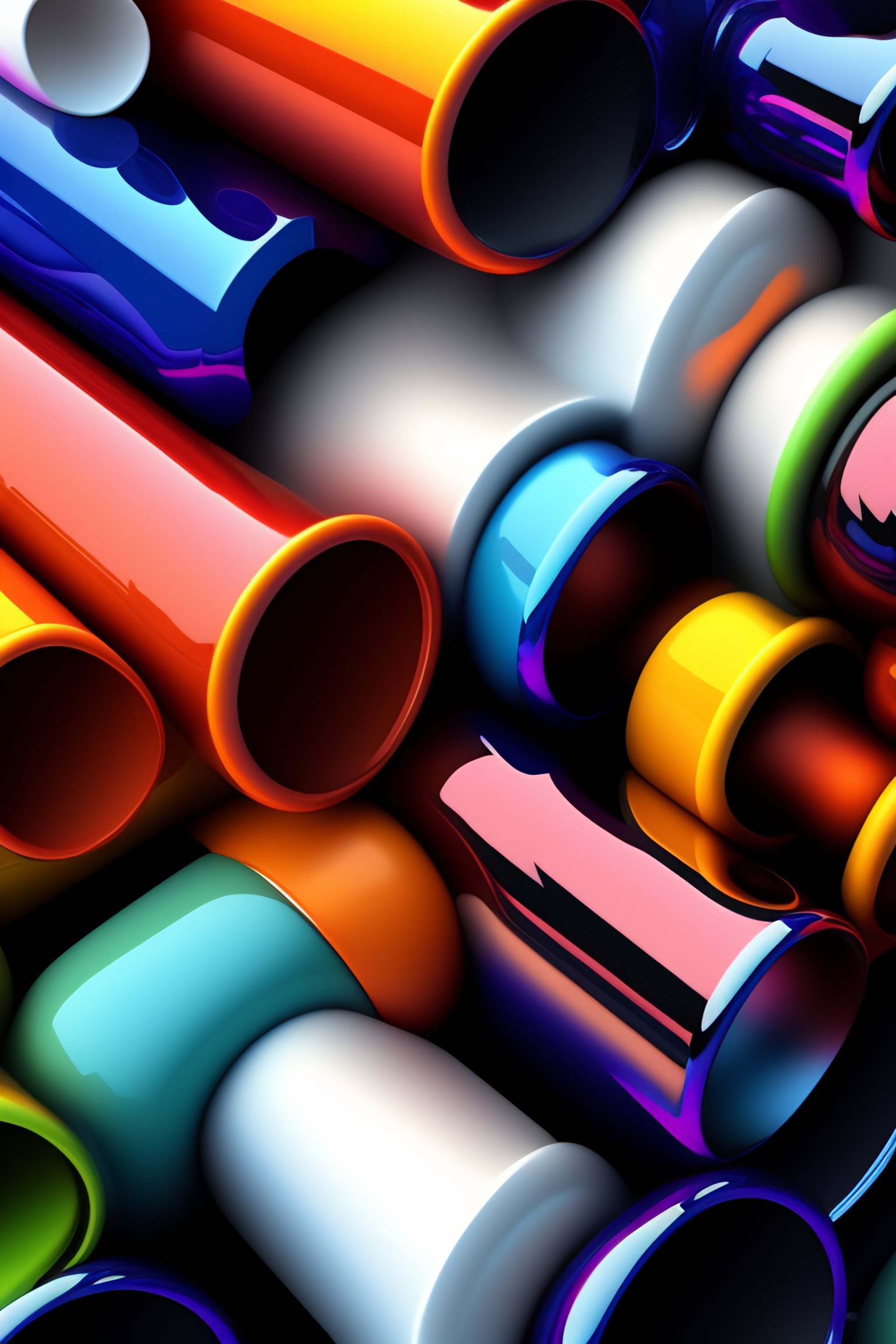 Lexica - An abstract 3d image of colorful pipes with white background