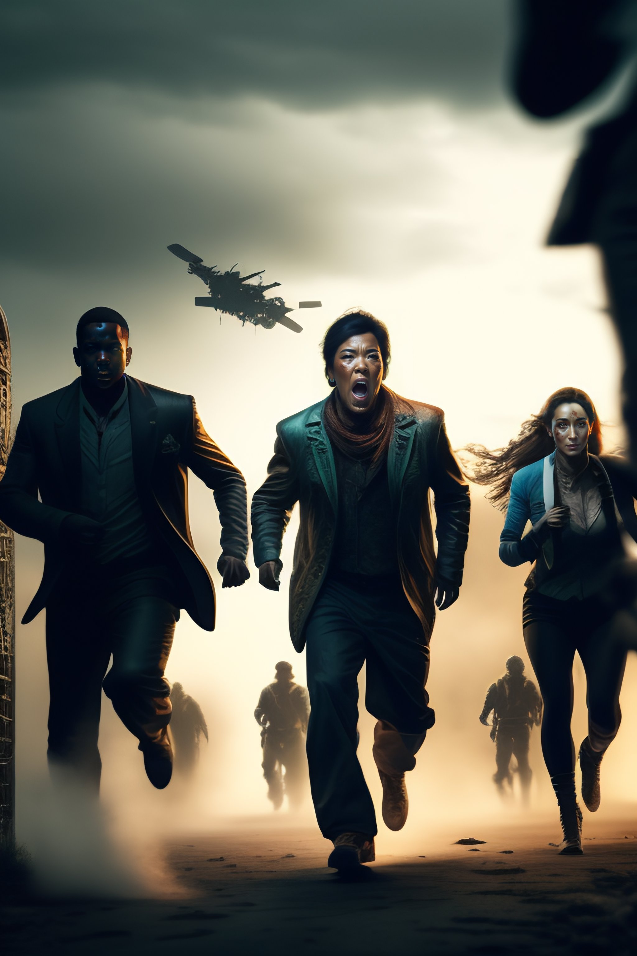 Lexica - A group of survivors running from a horde of zombies