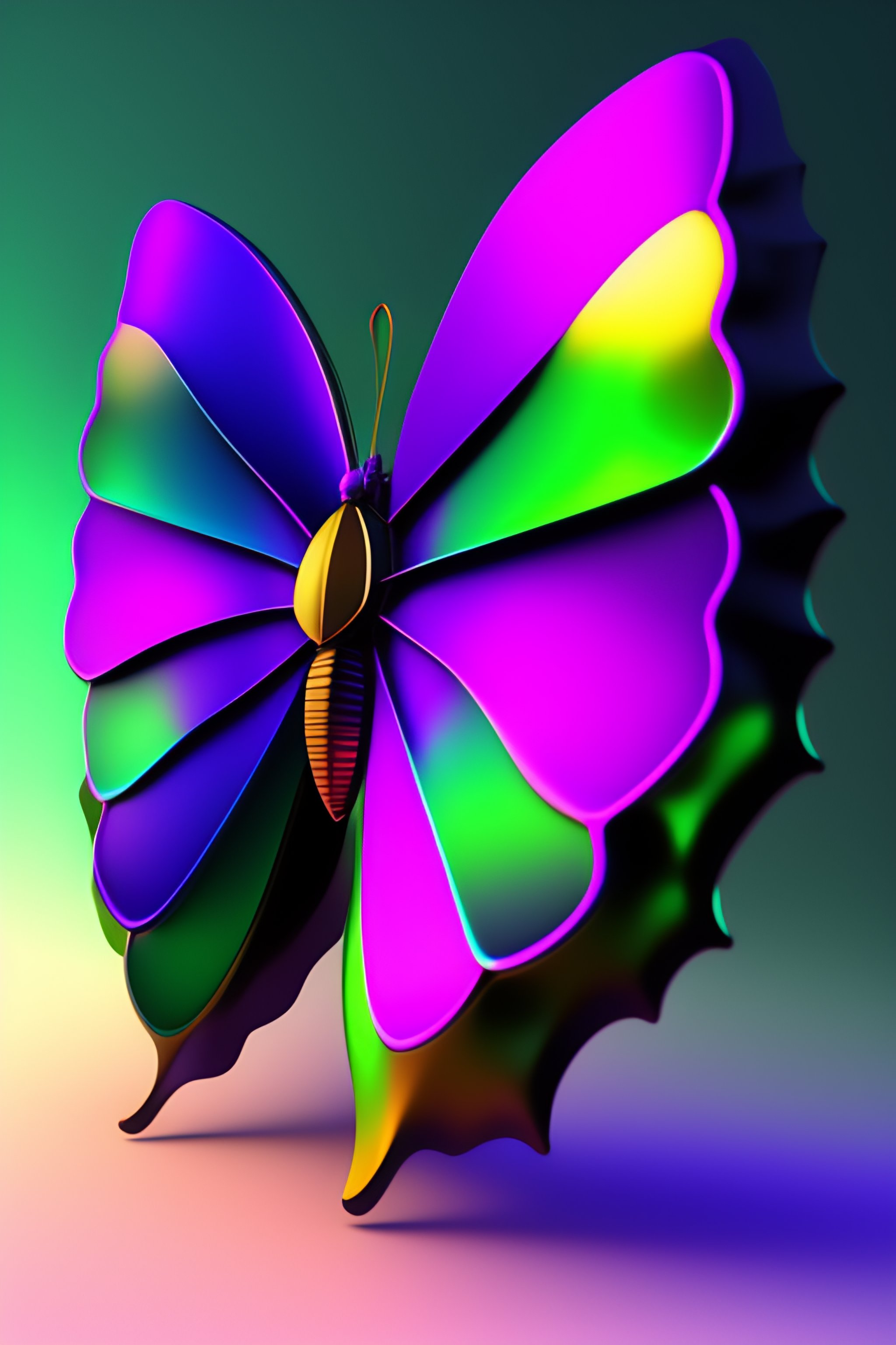 Lexica - 3d low poly butterfly, green and purple colors, step gradient ...