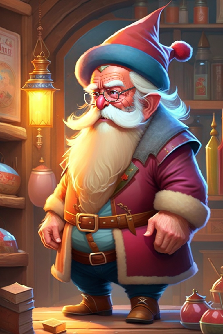 Lexica - Old santa like gnome in the toy shop, digital art, dnd ...