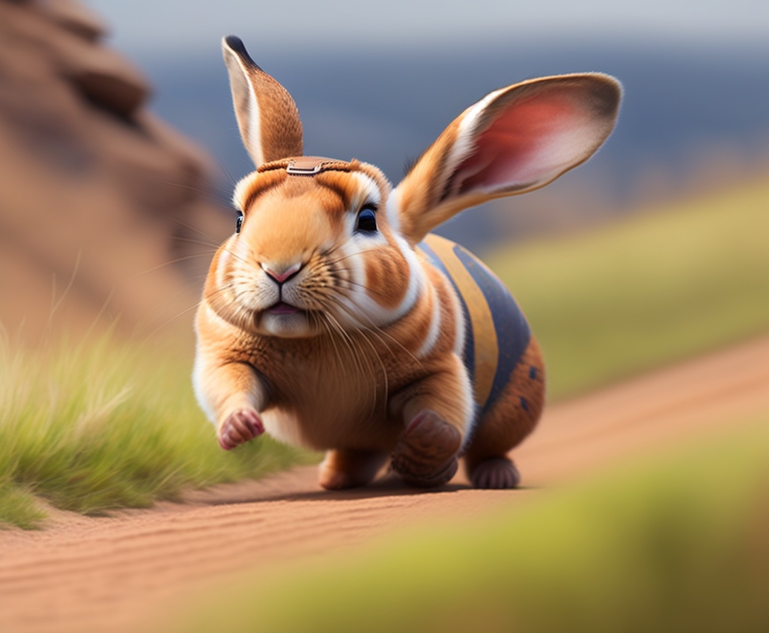 Lexica - As the race unfolds, depict rabbit racing ahead, showcasing ...
