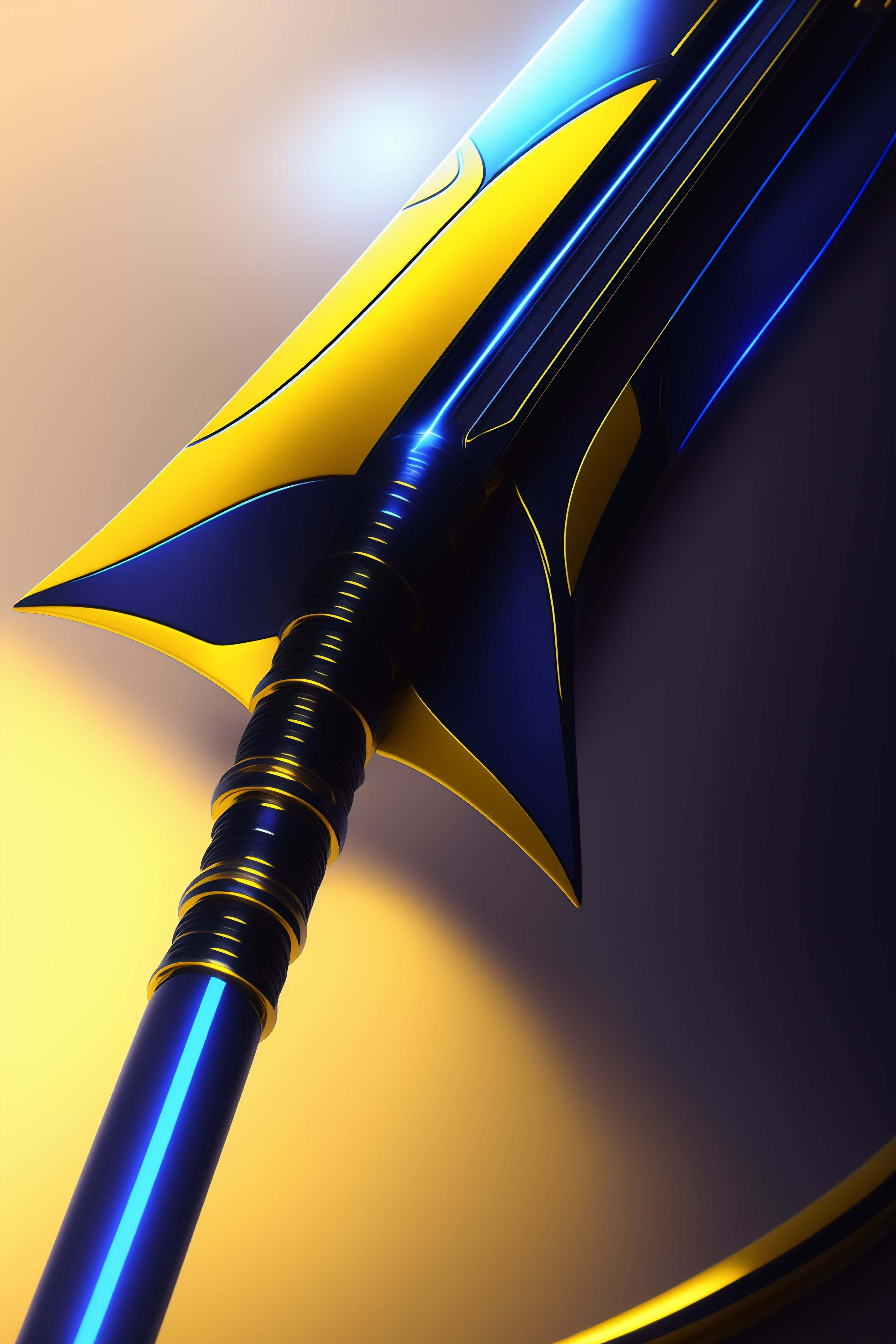 Lexica - Futuristic, blade runner themed yellow and blue sword, concept art