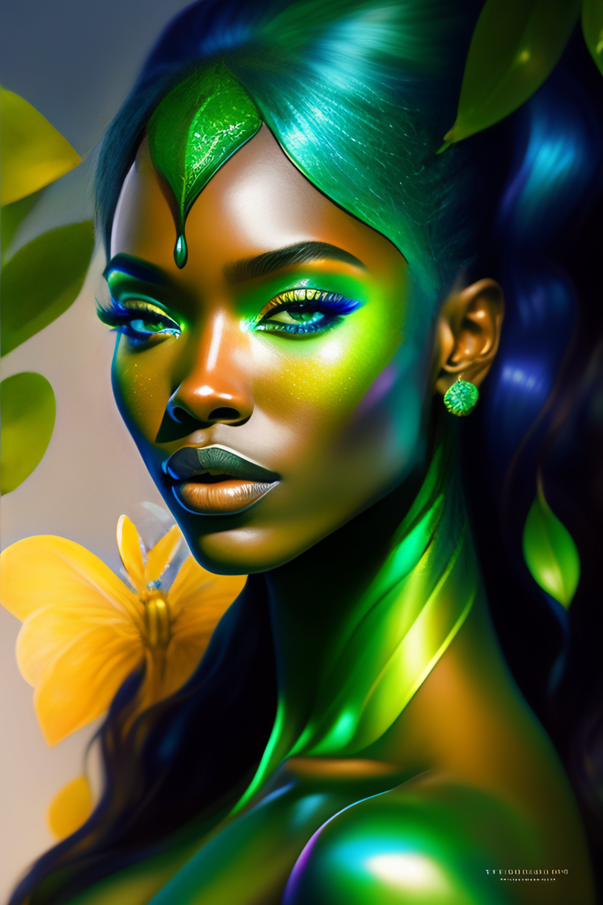 Lexica - Body portrait of beautiful fairy princess with bright green ...