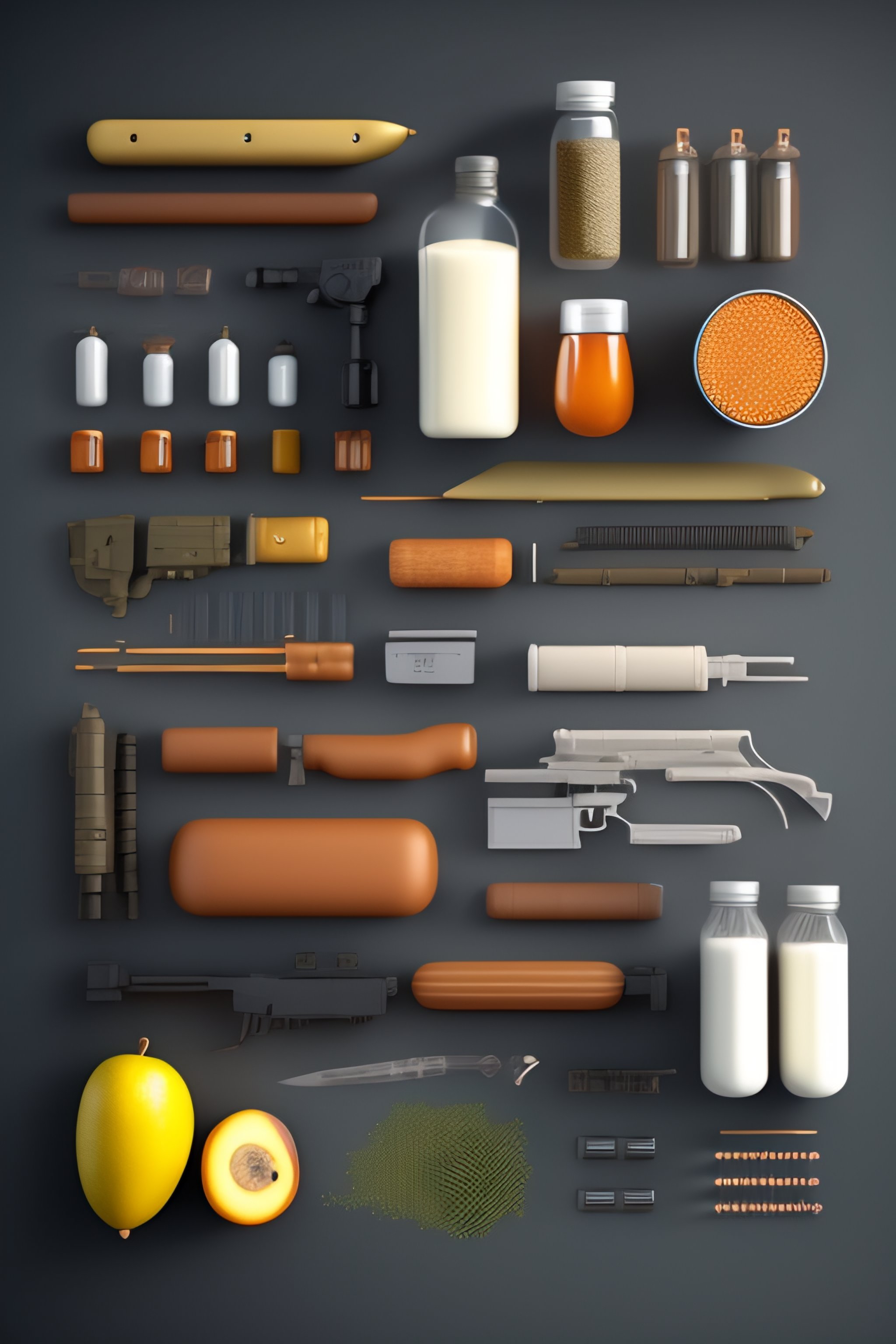 Lexica - Baby food, milk, guns, bullets, grenade, knives, weapon parts ...