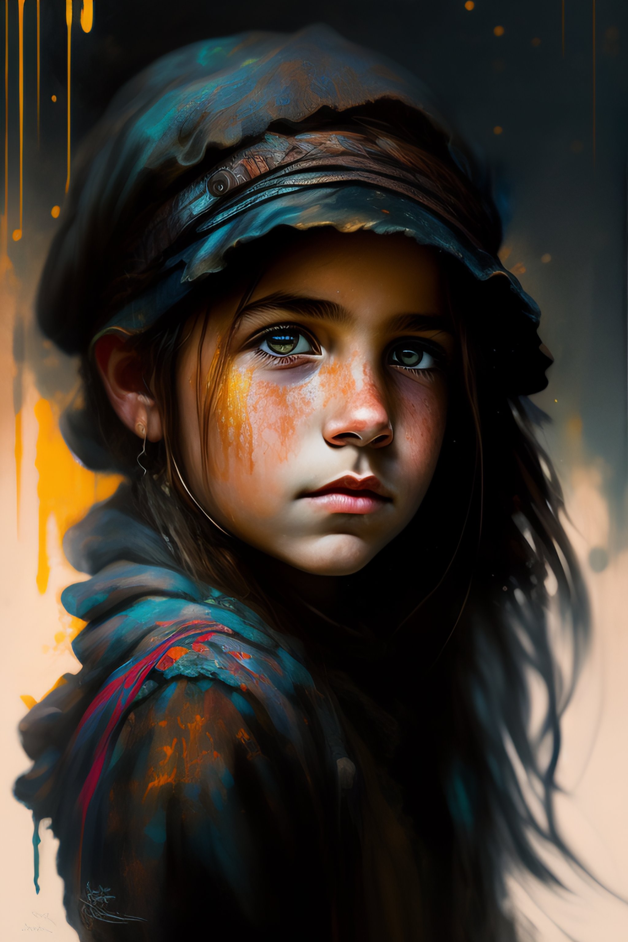 Lexica - A portrait of poor 10y old medieval peasant child with glowing ...