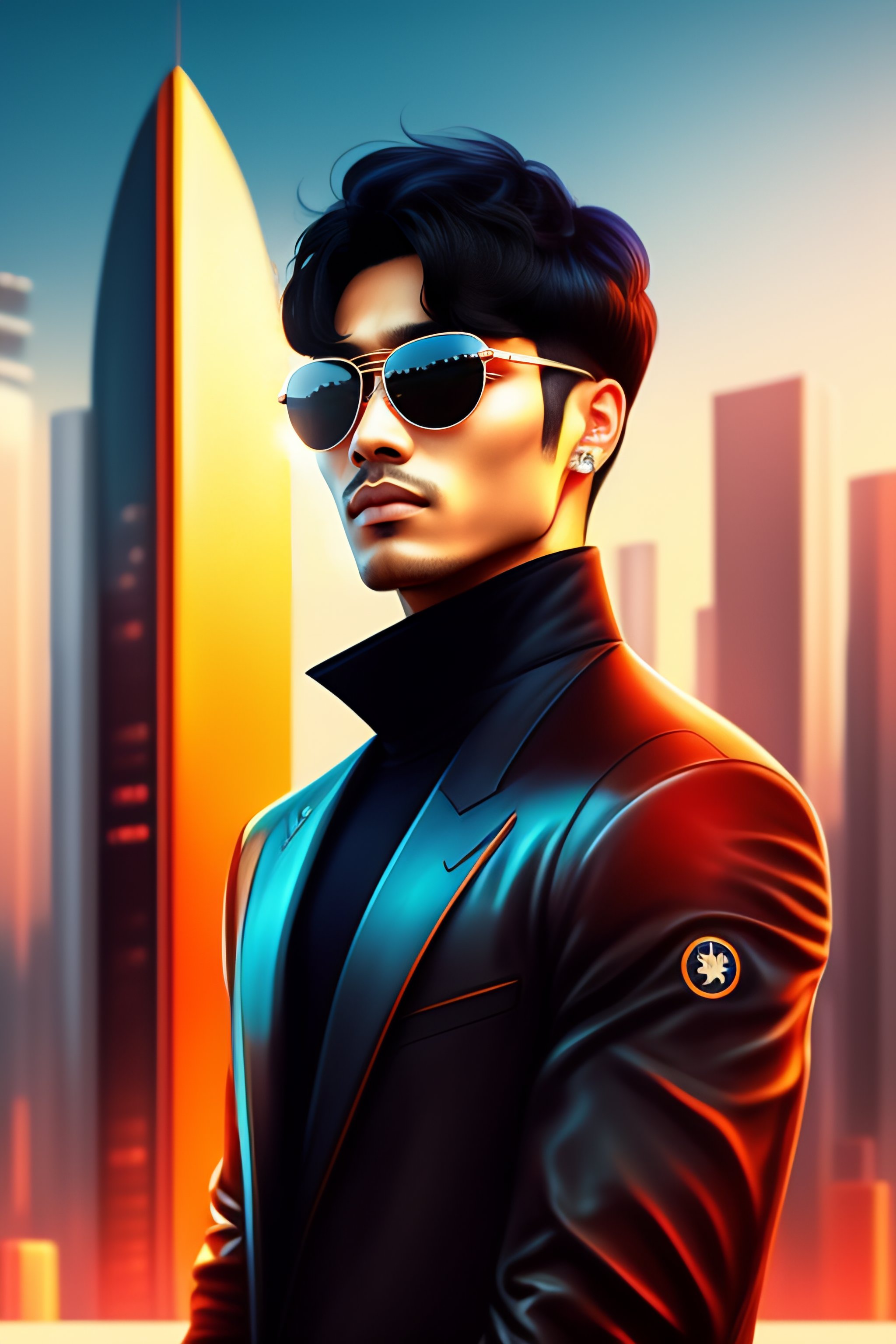 Lexica - Portrait anime black hair guy short hair sharp fine face ...